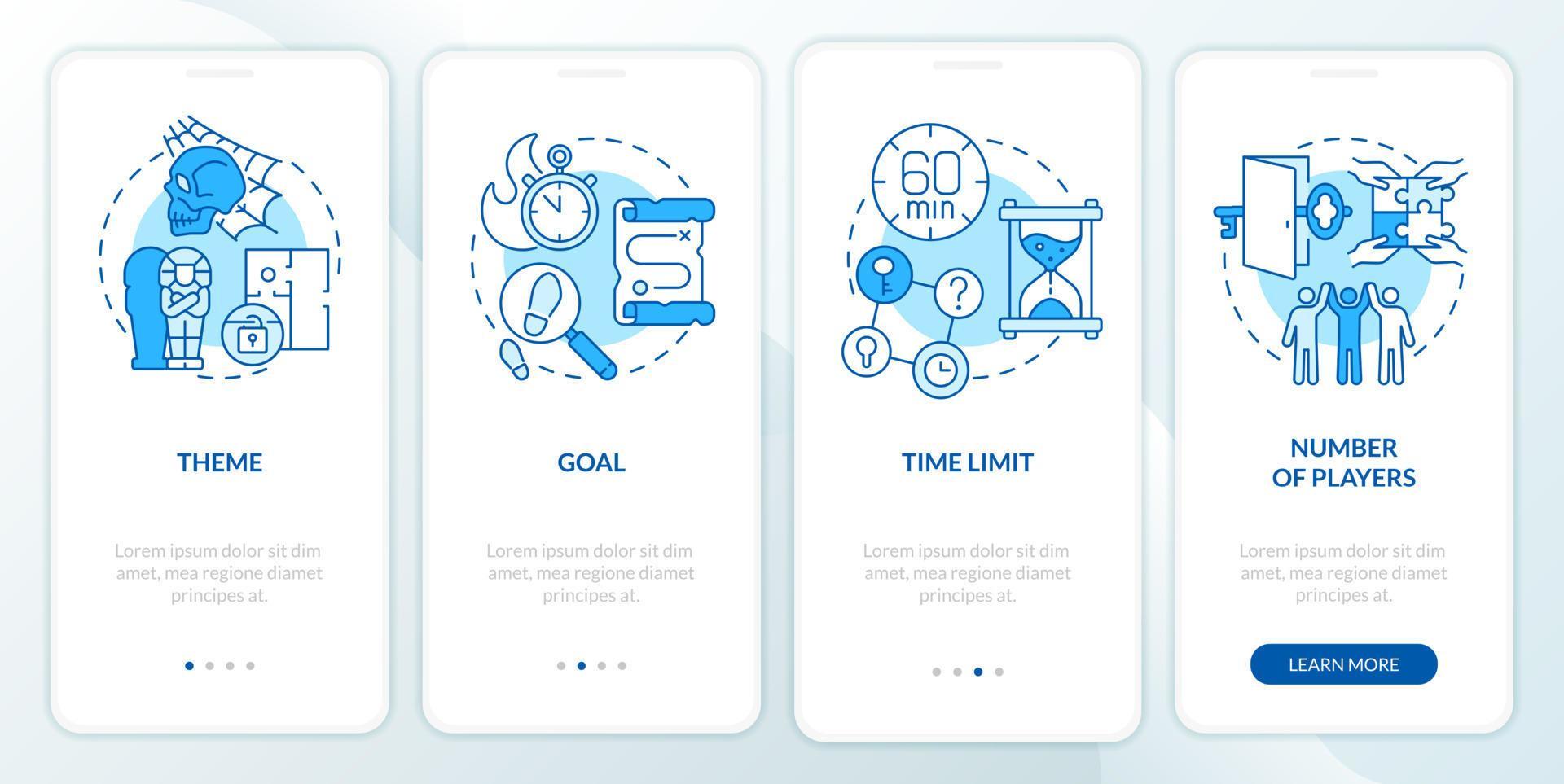 Escape Rooms Components Blue Onboarding Mobile App Screen Time Limit