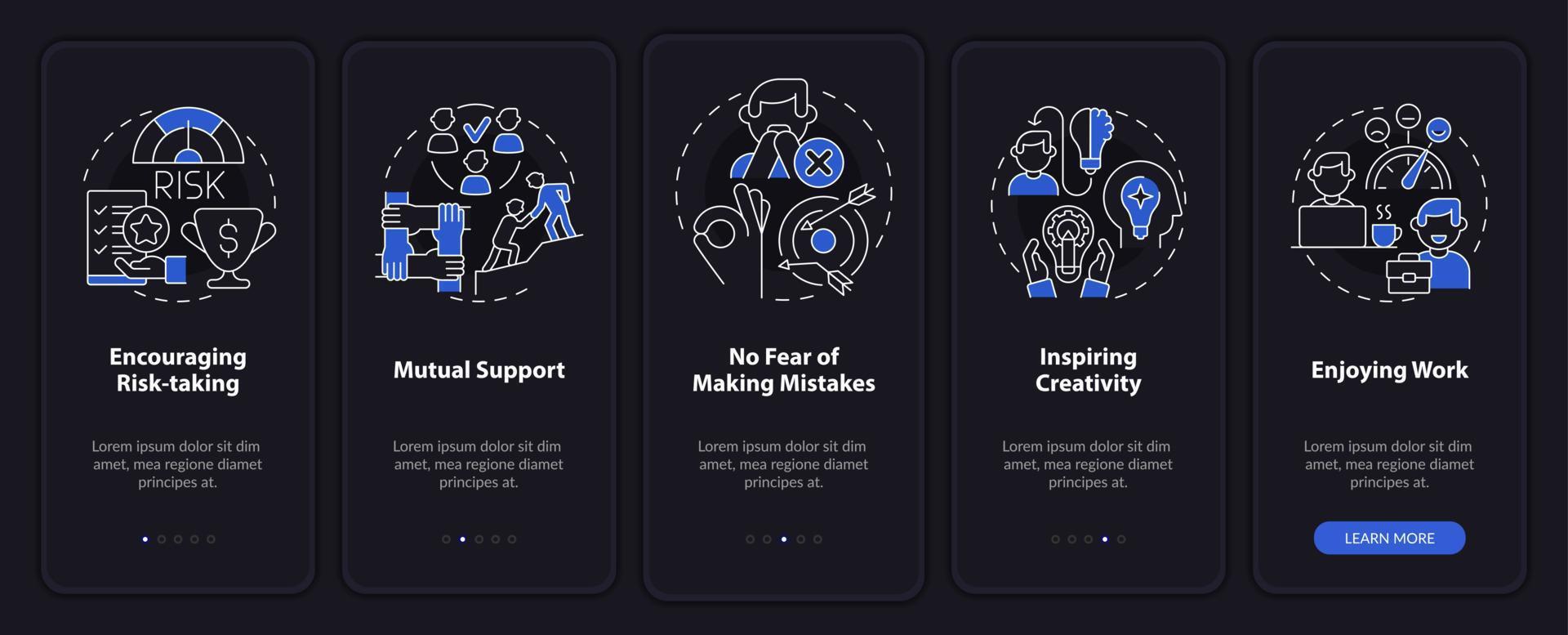 Employee Wellness Importance Night Mode Onboarding Mobile App Screen
