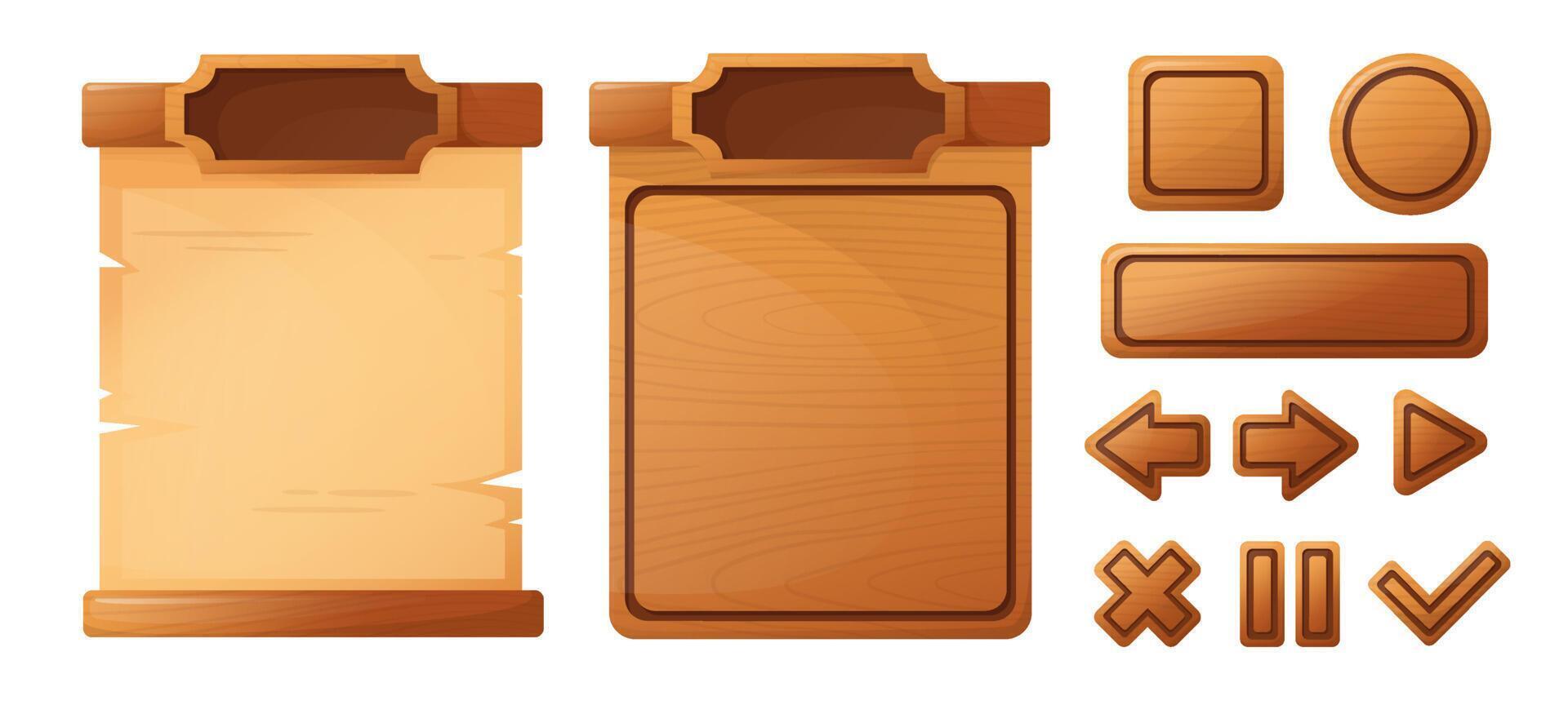 Wooden buttons for game user interface, user interface elements ... Wooden buttons for game user interface, user interface elements ...