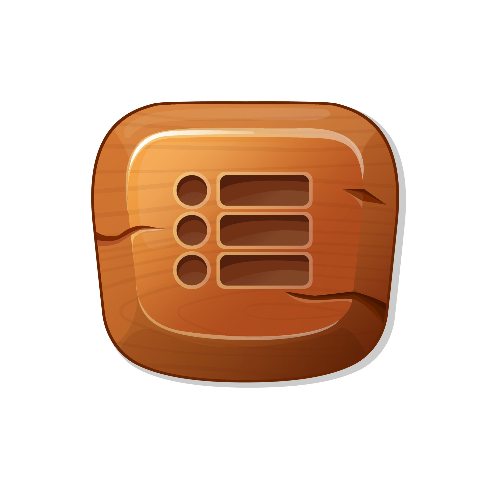 menu. wooden button in cartoon style. an asset for a GUI in a mobile ...