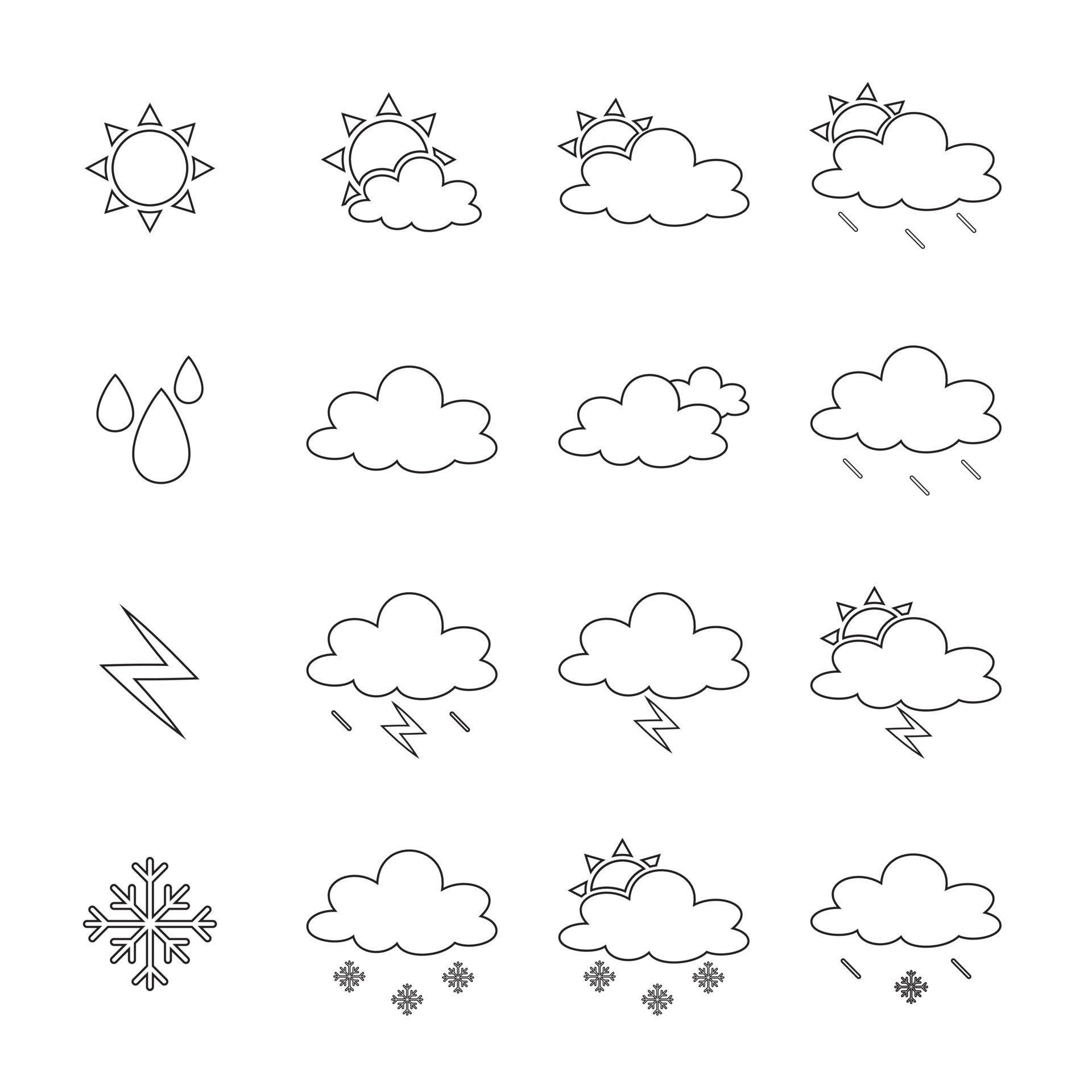 Weather icons for print, web or mobile app. Mega pack of colored ...