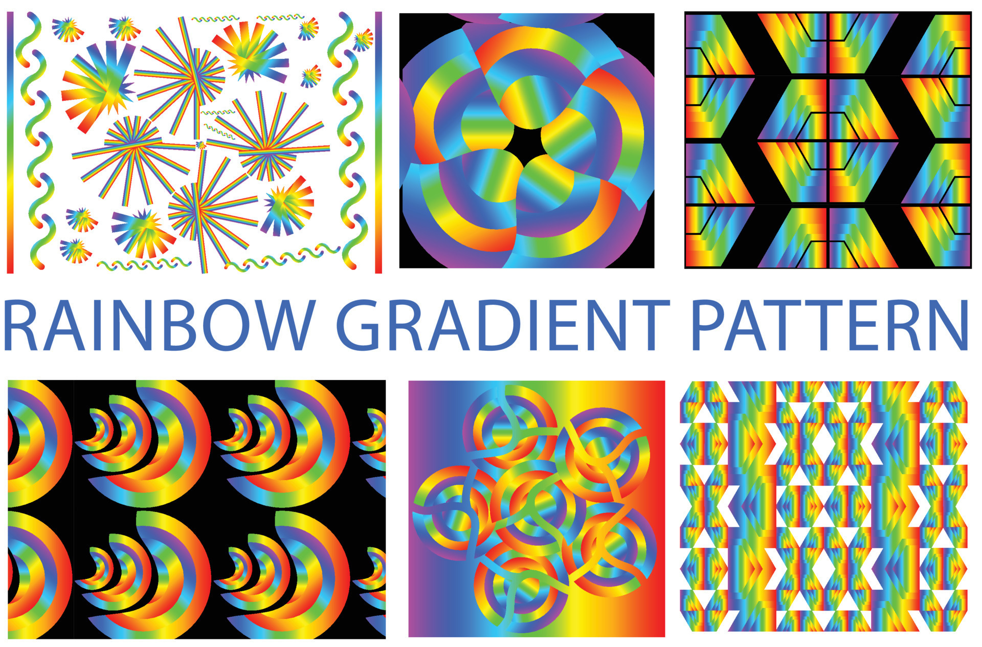 Rainbow gradient geometric new pattern background bundle 7782458 Vector ...