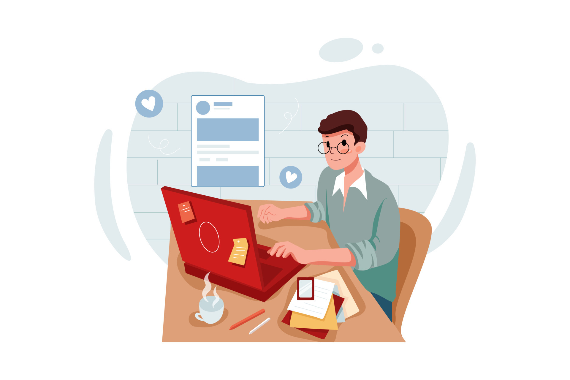 Marketing employee posting ads Illustration 7784362 Vector Art at Vecteezy