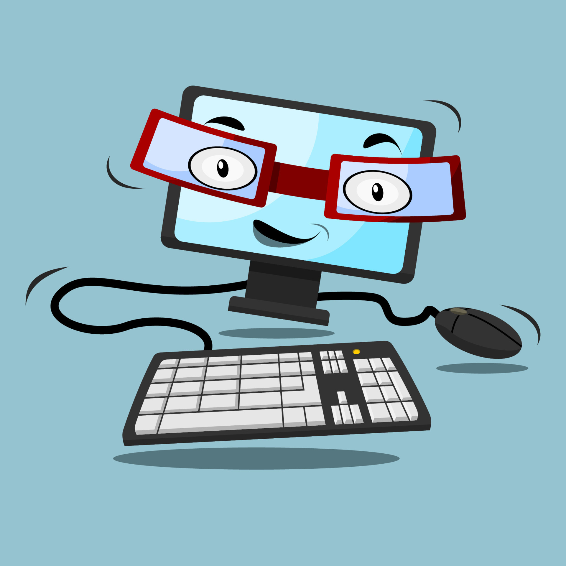 Editable Vector Illustration of Fictional Character of A Geek Computer ...