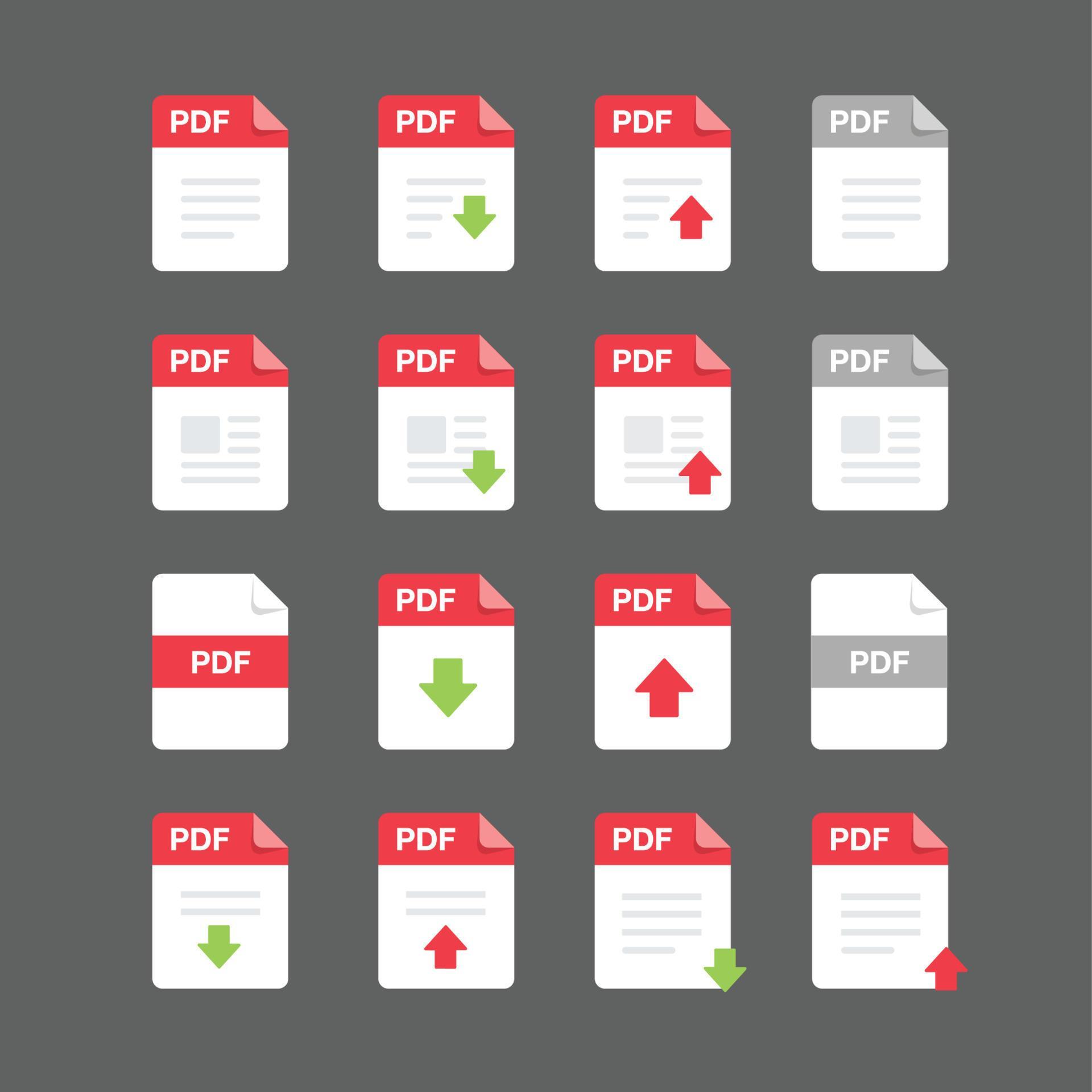 PDF files icon set , vector design element 7793581 Vector Art at Vecteezy
