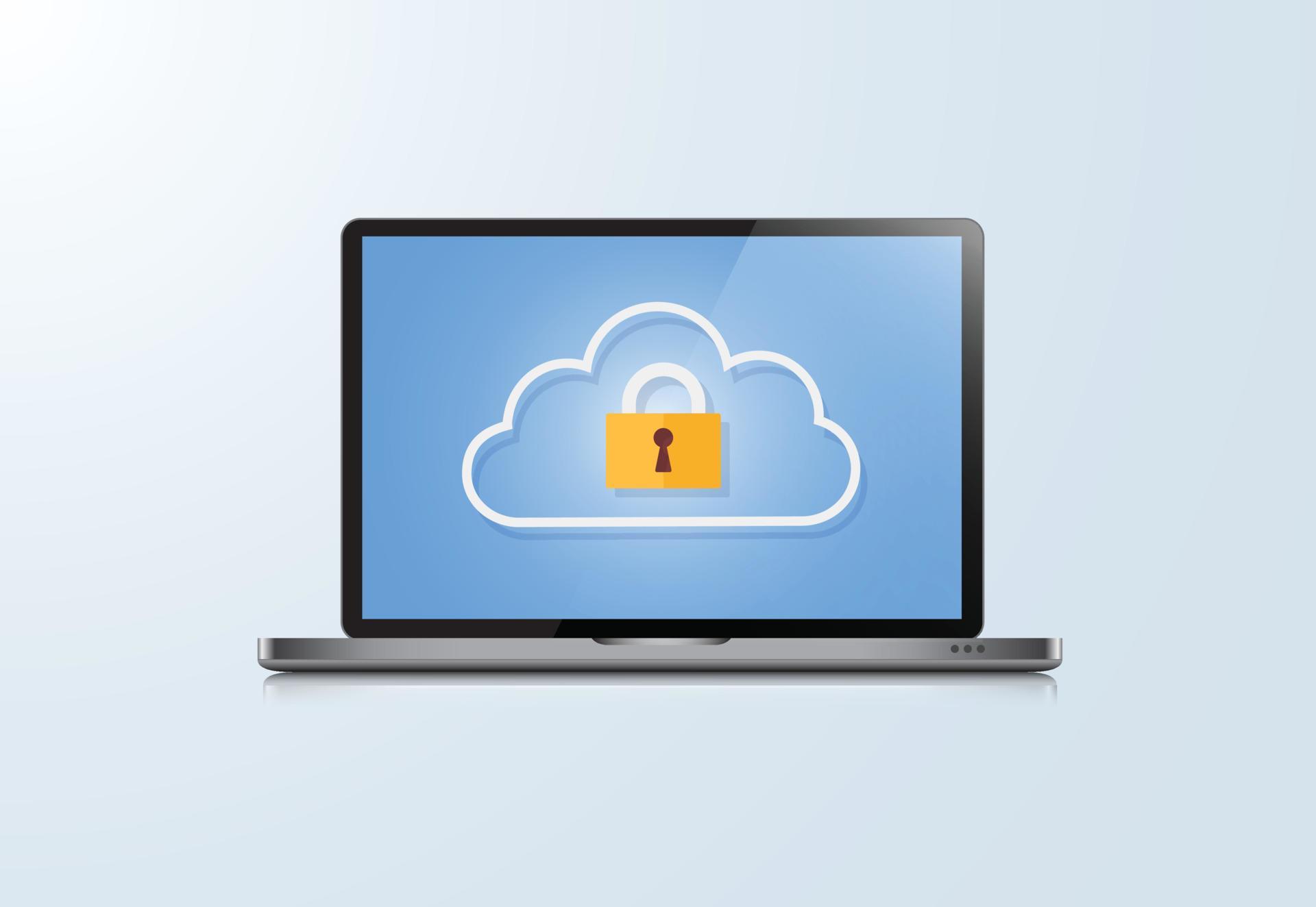 Concept Is Data Security Center Shield On Computer Laptop Protect Sensitive Data Internet