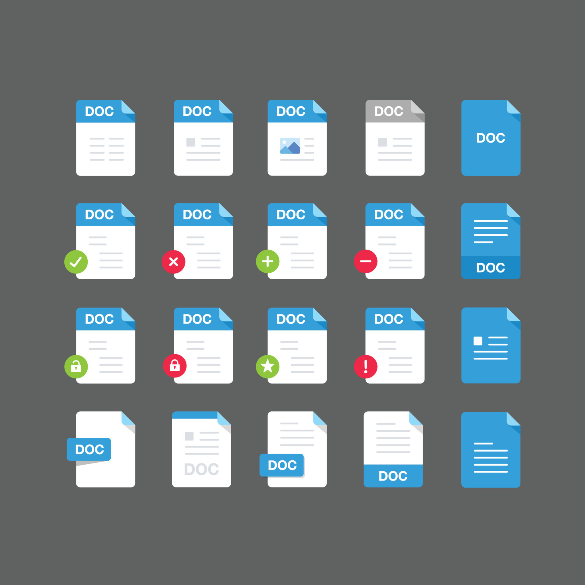 Document Files icon set, Vector Design element 7793628 Vector Art at ...