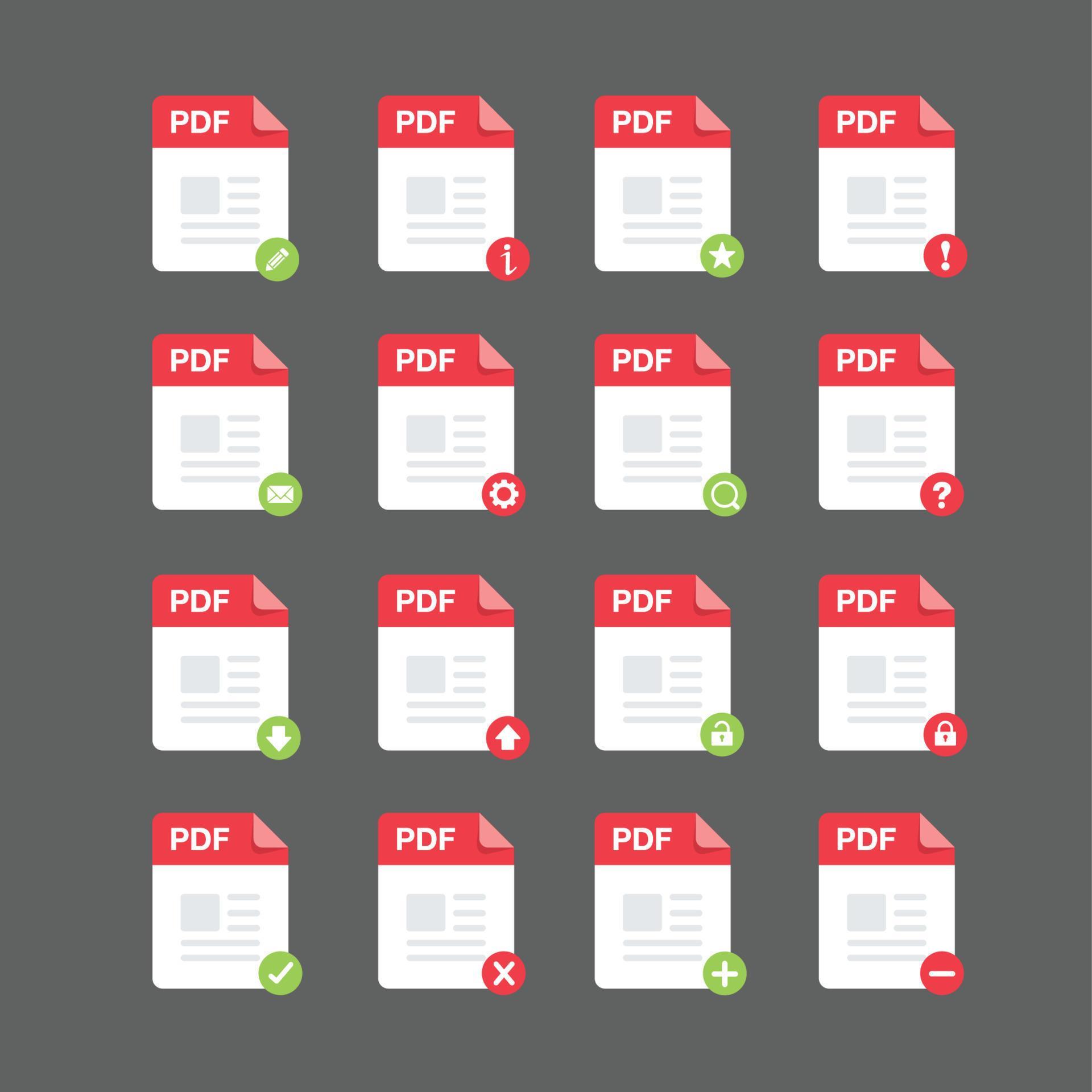 PDF files icon set , vector design element 7793631 Vector Art at Vecteezy