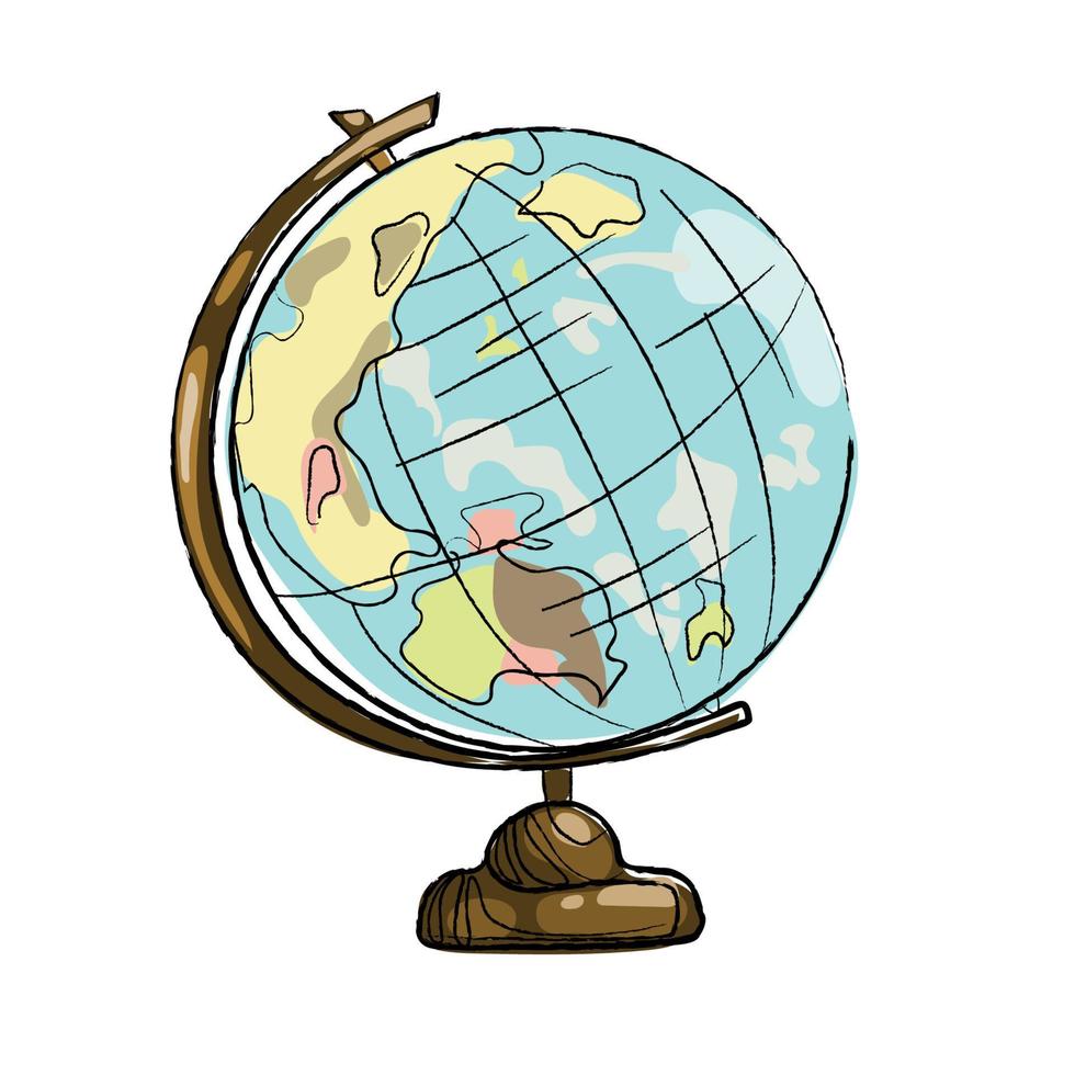 Earth globe model color sketch vector illustration isolated on white ...