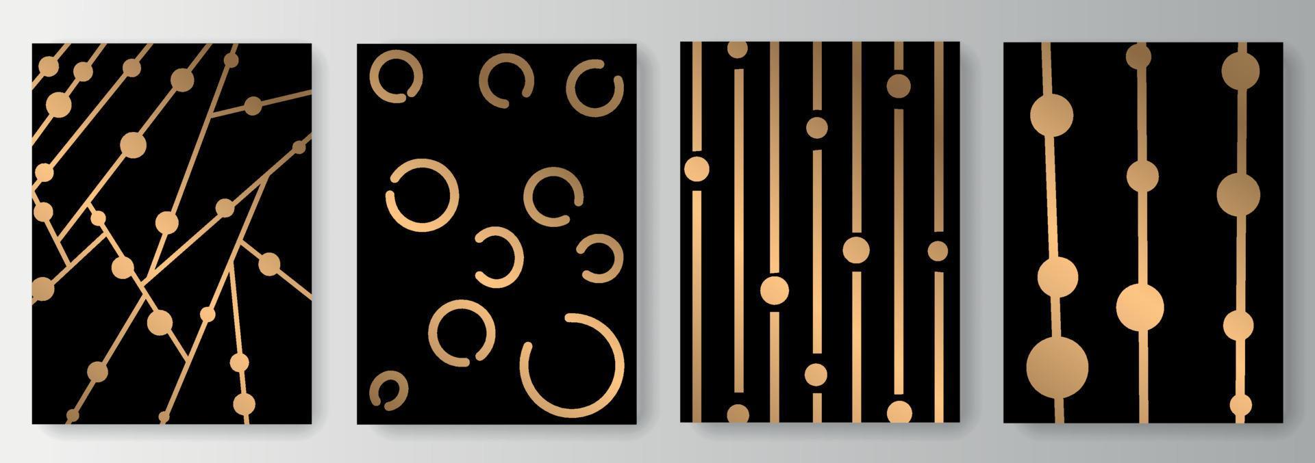 Collection of black backgrounds with abstract patterns of circles and ...