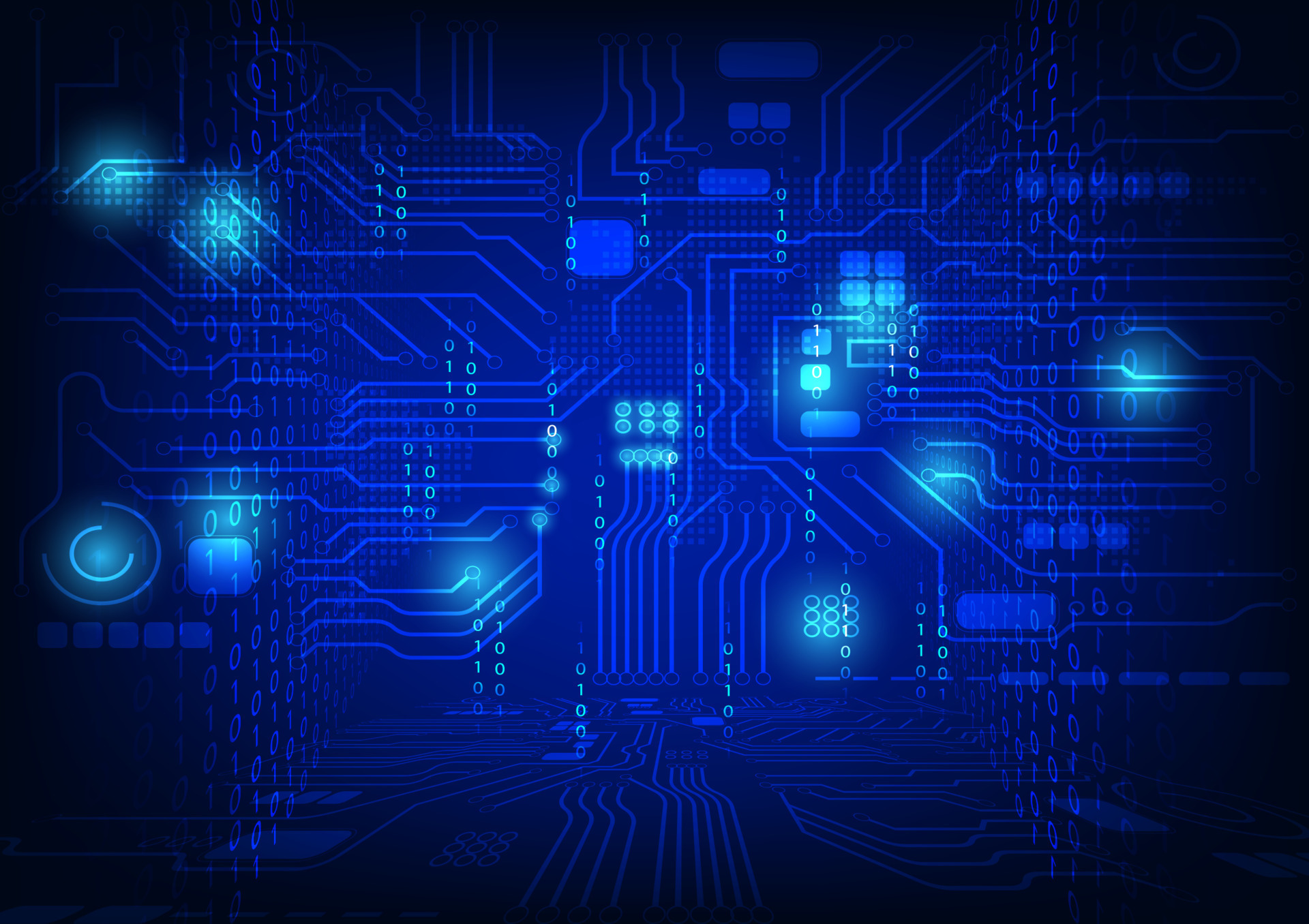 Graphics Design Diagram with Circuit and Binary Number 01, concept ...