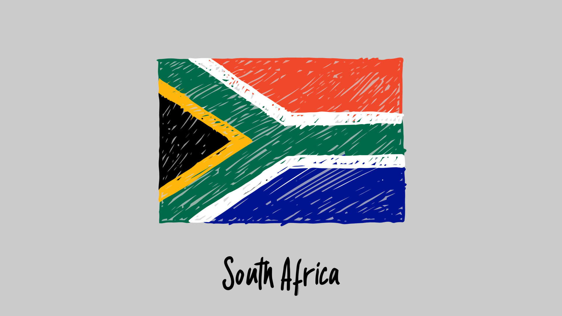 South Africa National Country Flag Marker Or Pencil Sketch Illustration