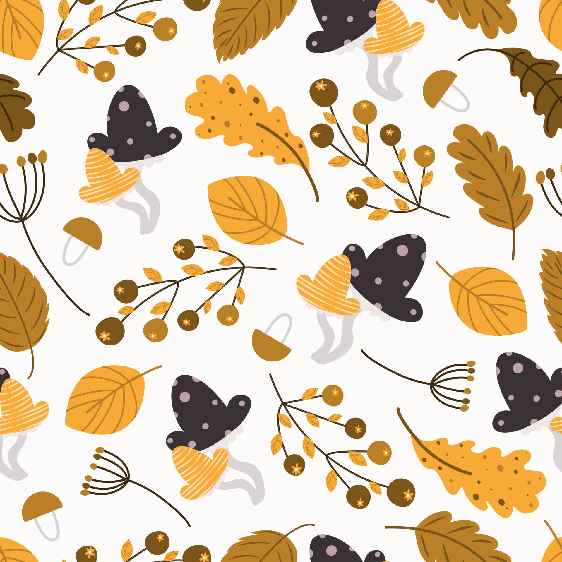 autumn trees pattern. Leaf fall seamless background. Stylized leaves of ...