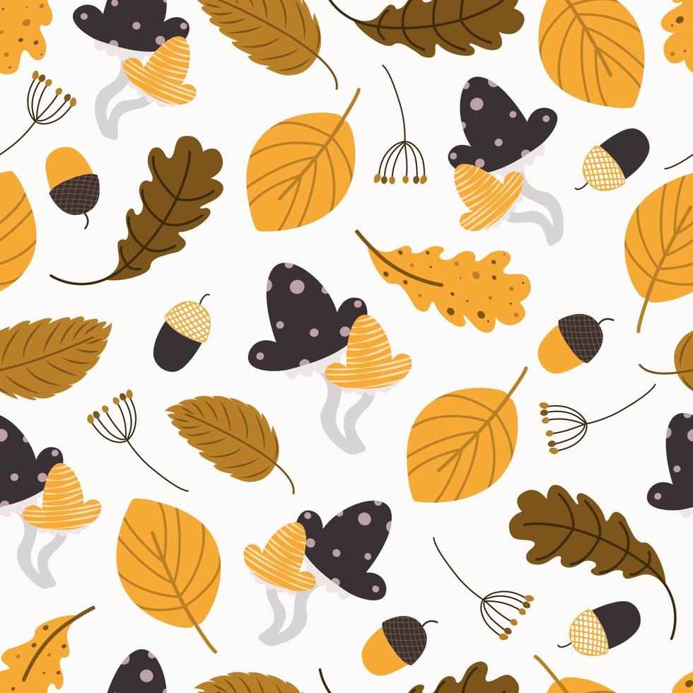 autumn trees pattern. Leaf fall seamless background. Stylized leaves of ...