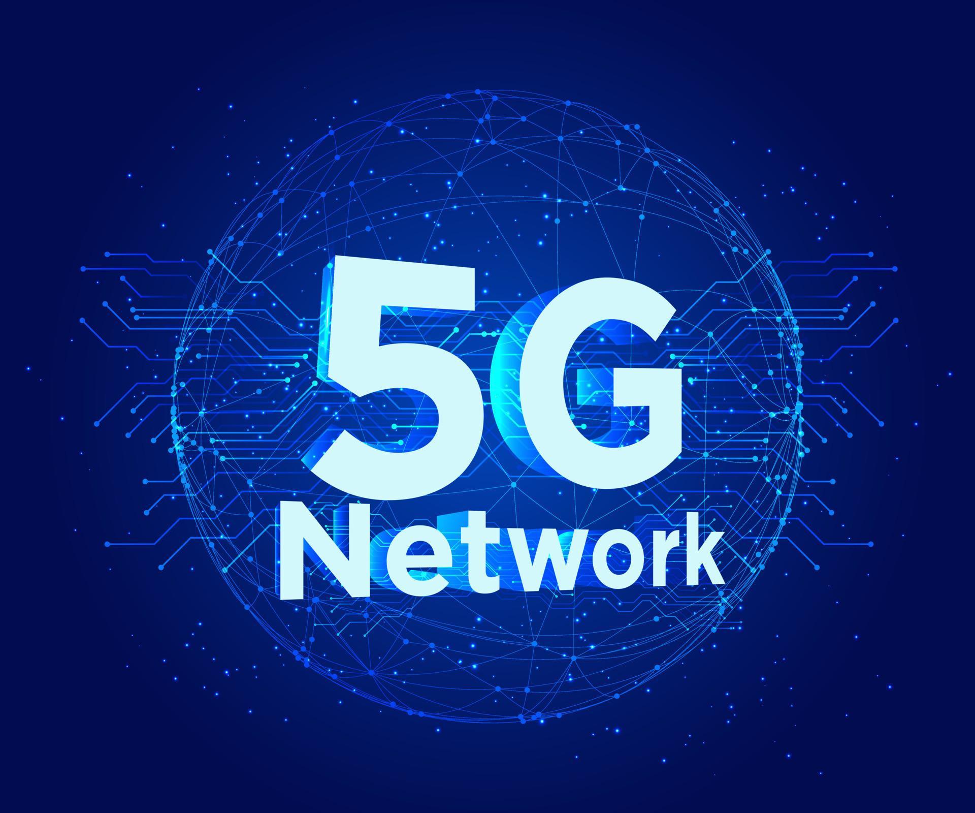 5G network wireless technology new wireless internet wifi connection big data binary code flow ...