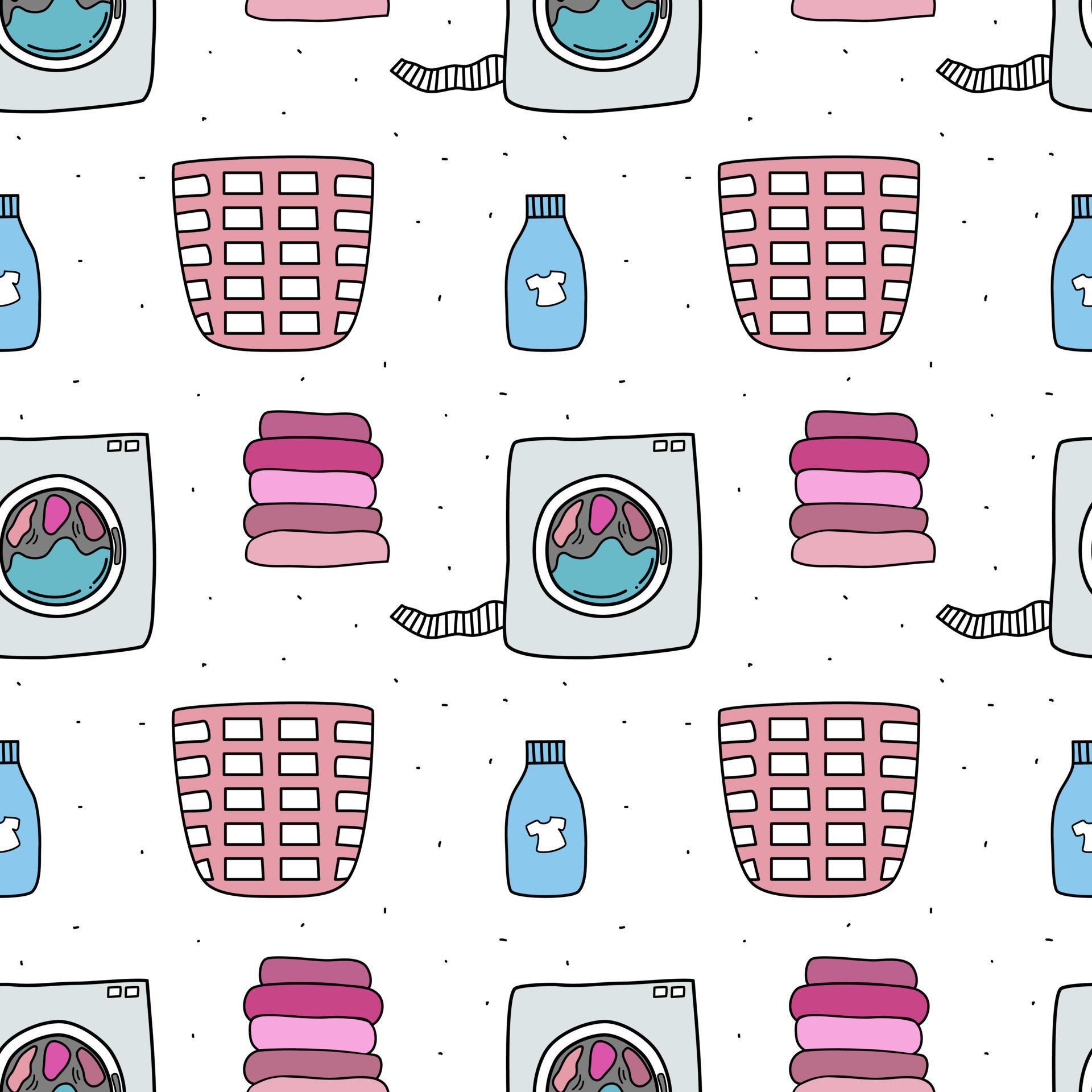 Washing clothes against a seamless background. Wrapping paper pattern ...