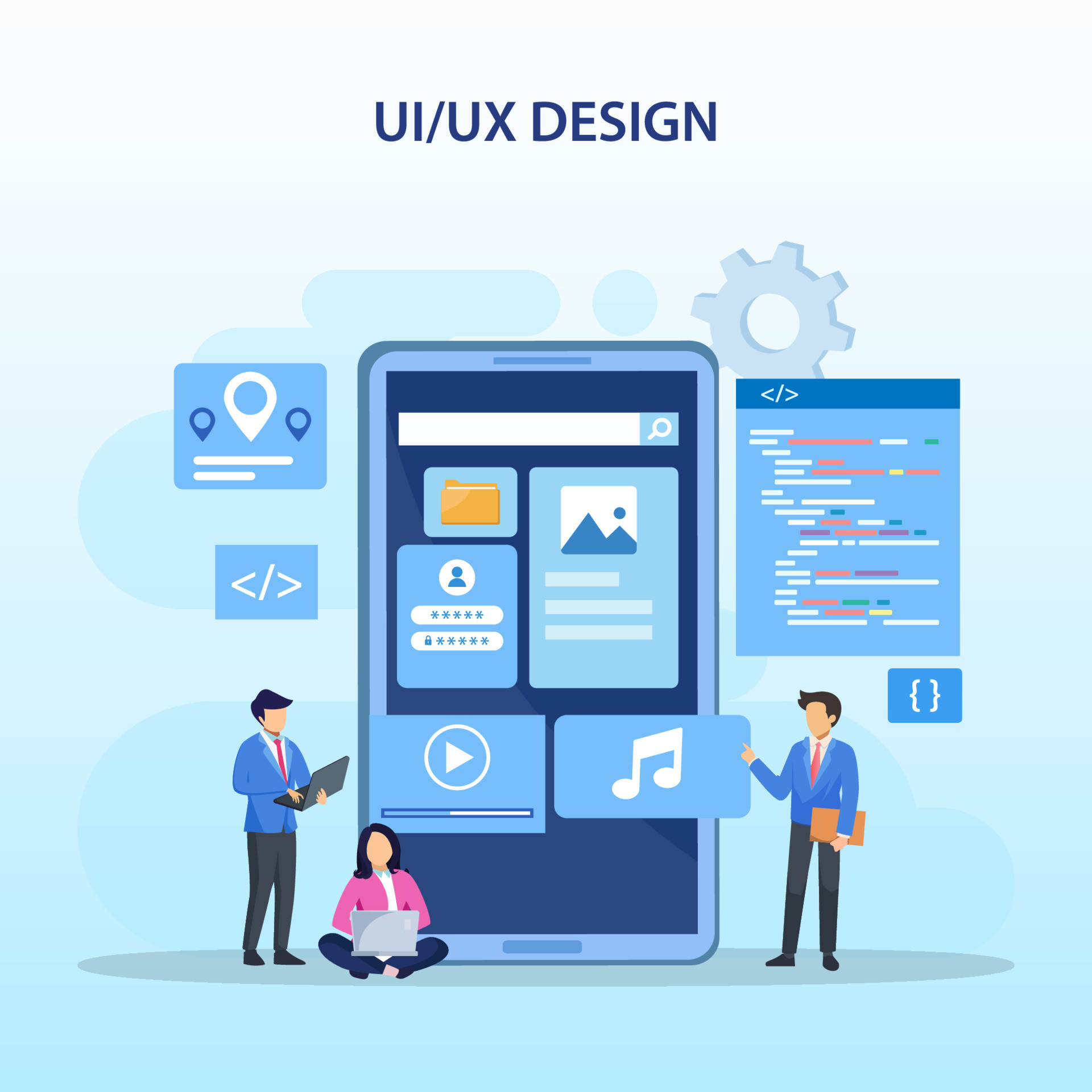 UI UX design concept, Creating an application design, content and text ...