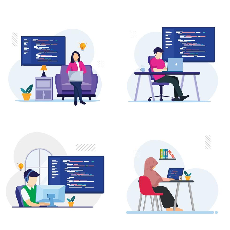 Programmer And Engineering Development Coding Web Development Website Design Developer Flat