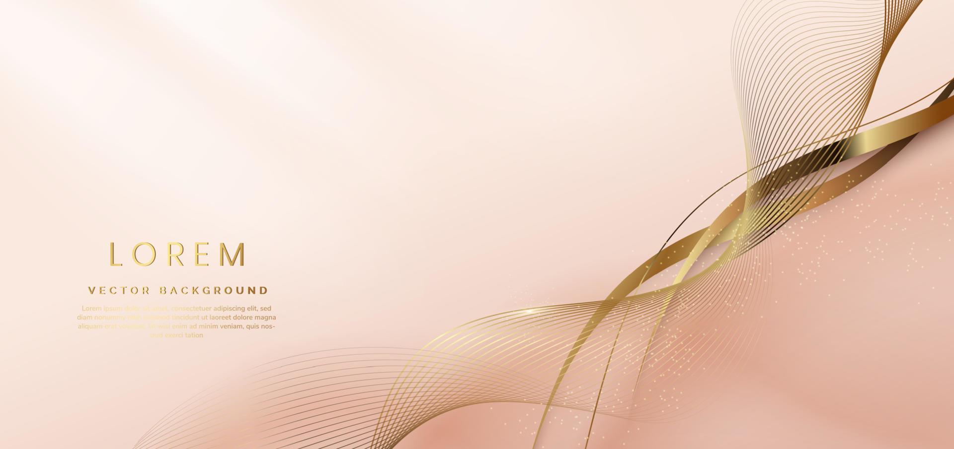 Abstract gold curved lines elegant on pastel soft pink background with ...