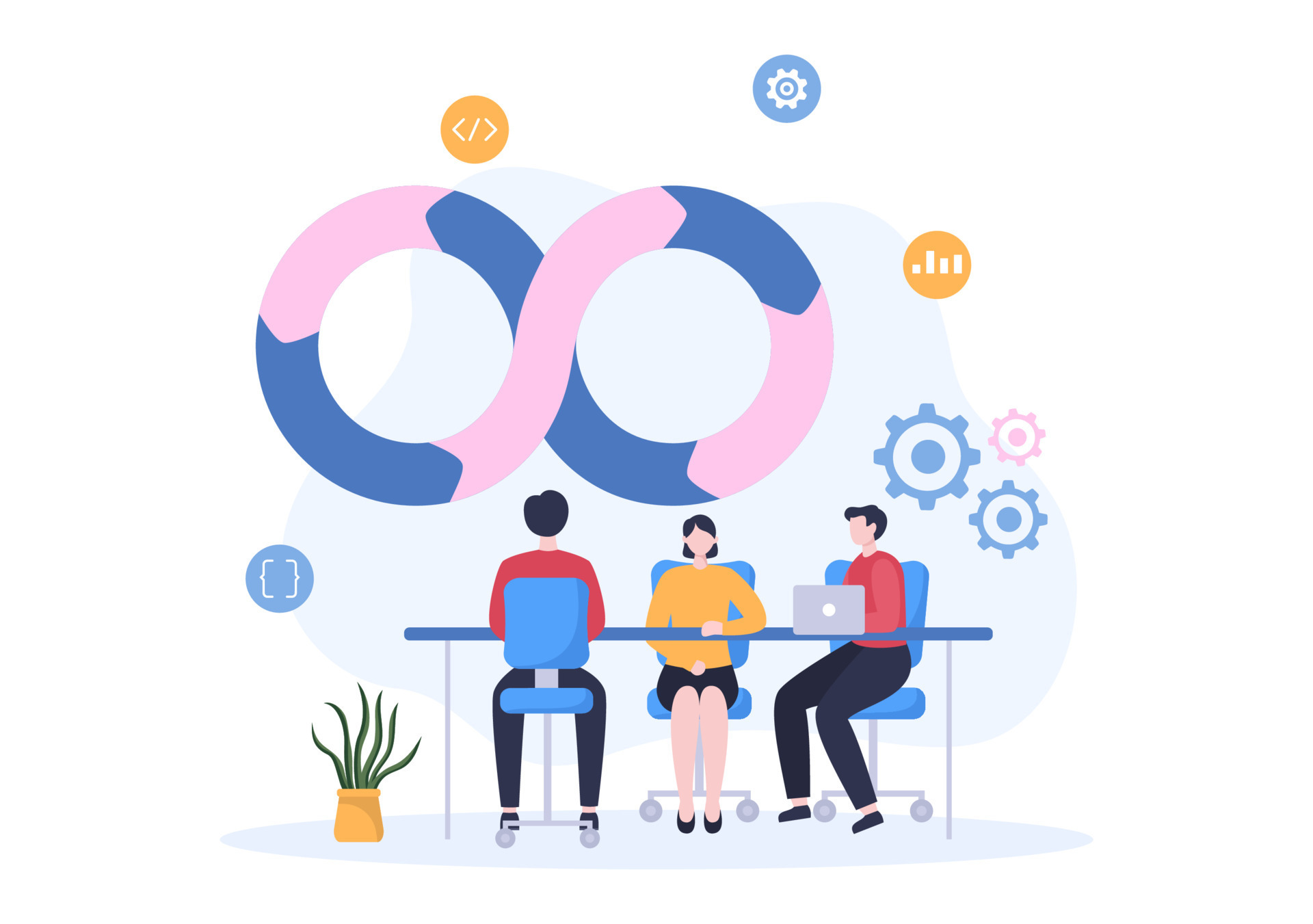 Business Workflow Organization and Management Design Illustration with ...