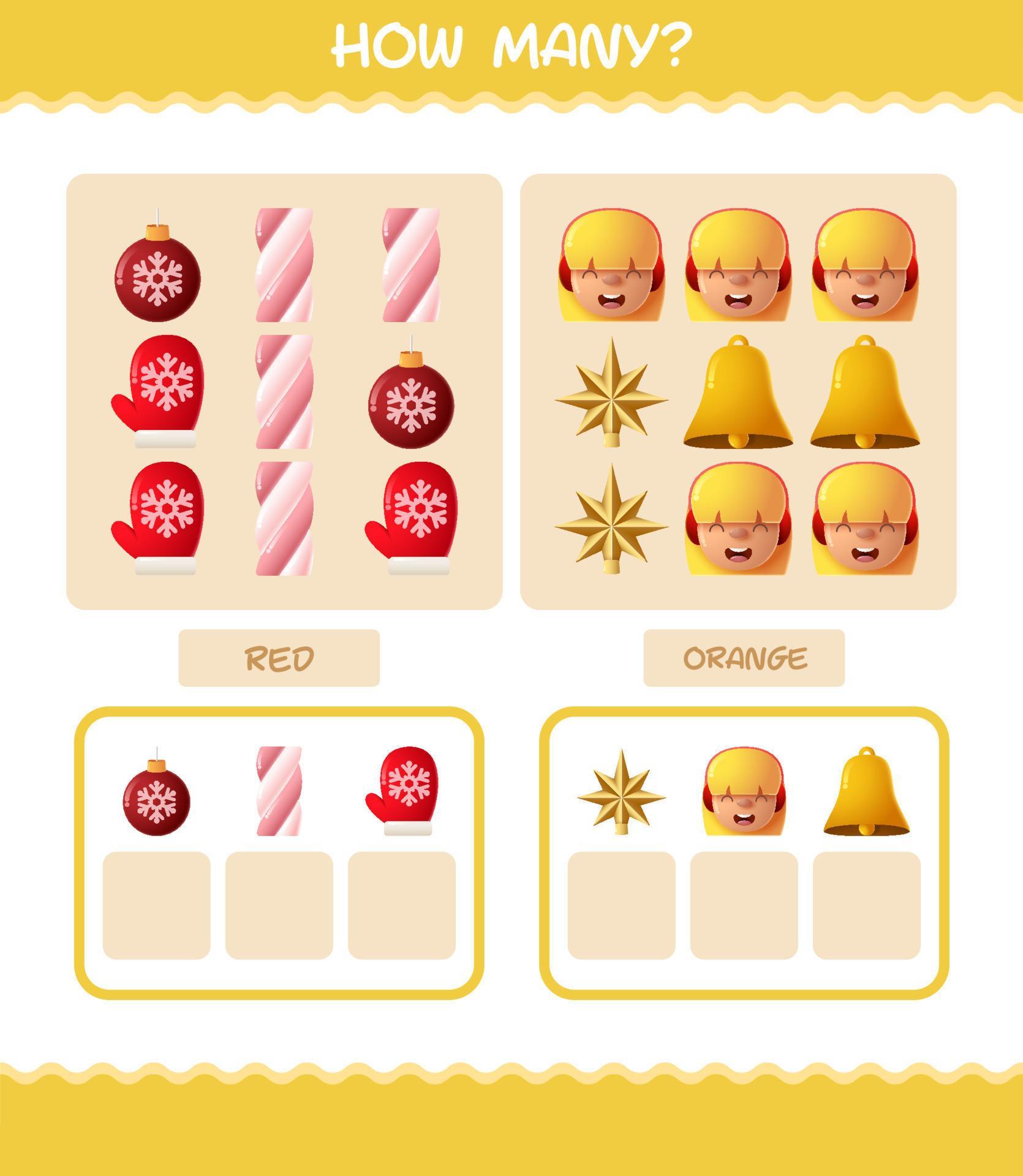 How many cartoon christmas. Counting game. Educational game for pre ...