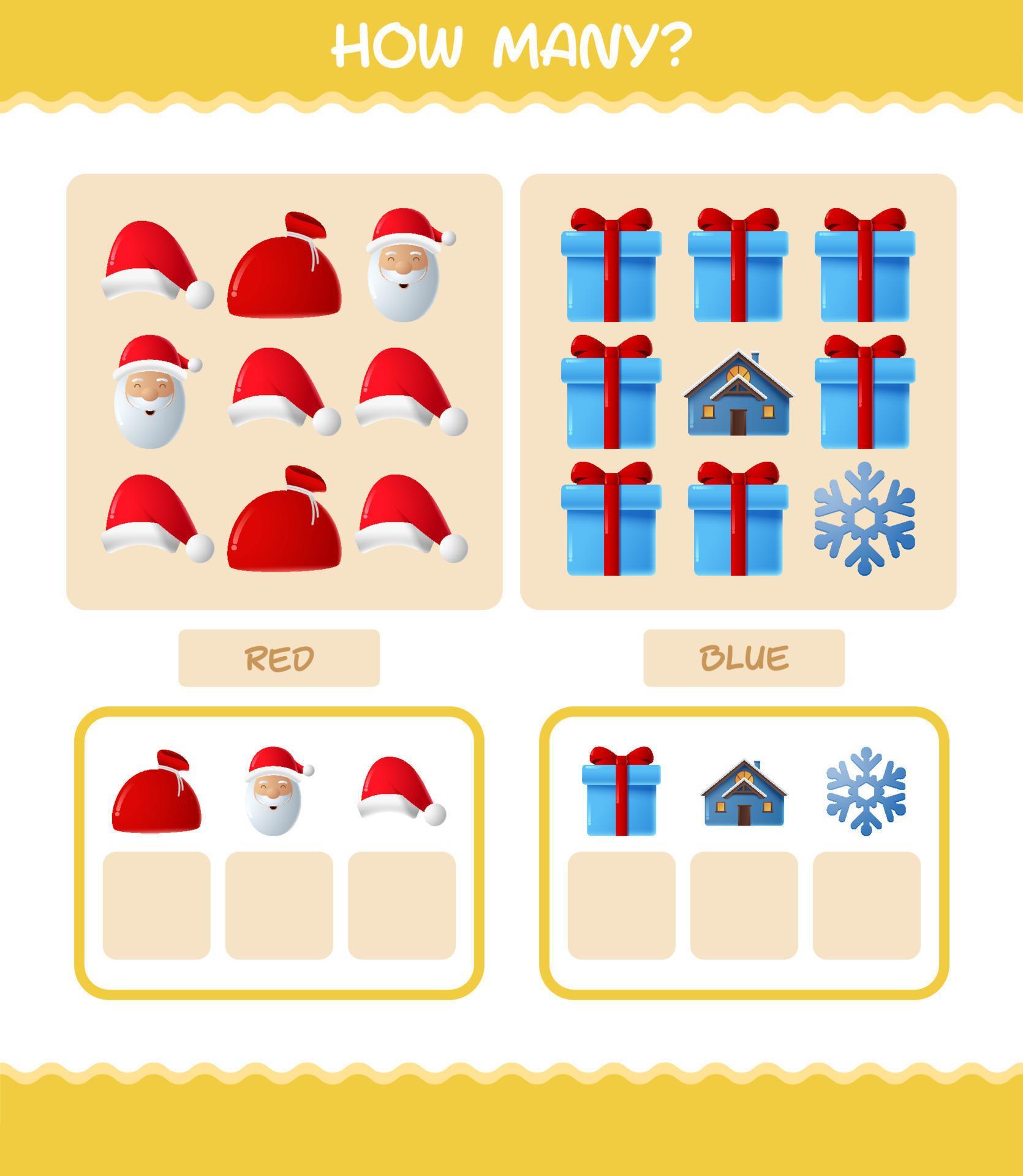 How many cartoon christmas. Counting game. Educational game for pre ...