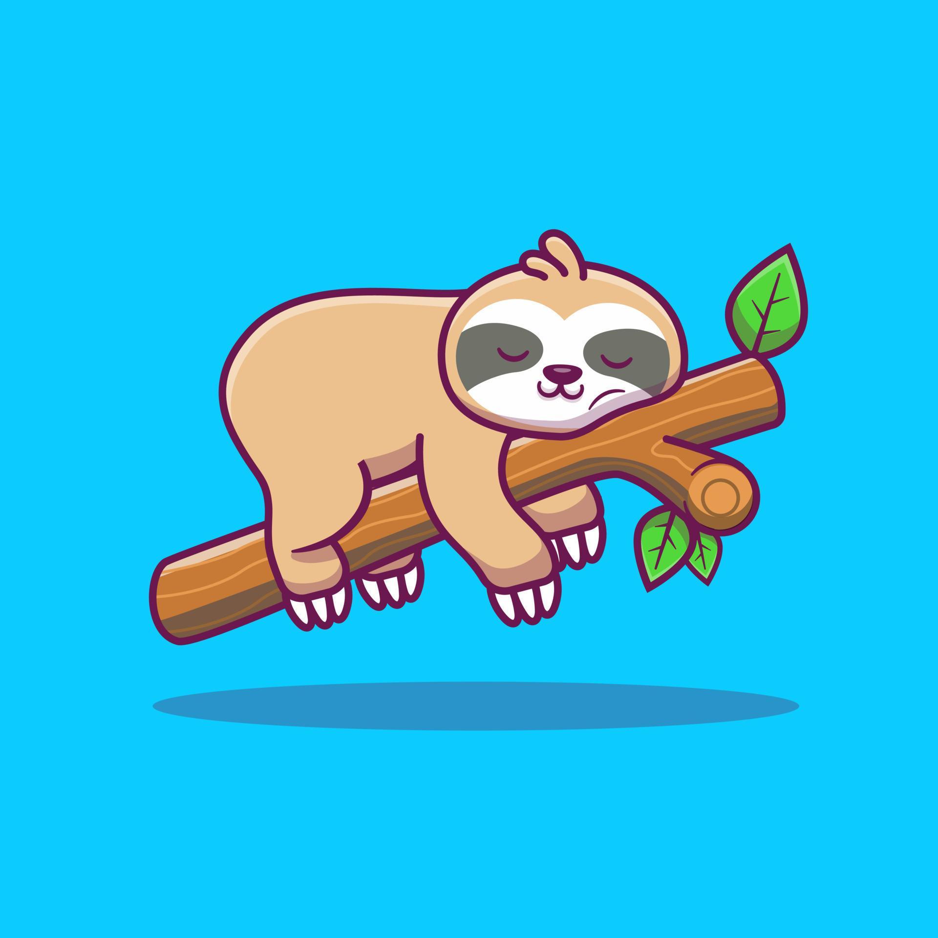 Cute Sloth Sleeping On Tree Cartoon Vector Icon Illustration. Animal ... Cute Sloth Sleeping On Tree Cartoon Vector Icon Illustration. Animal ...