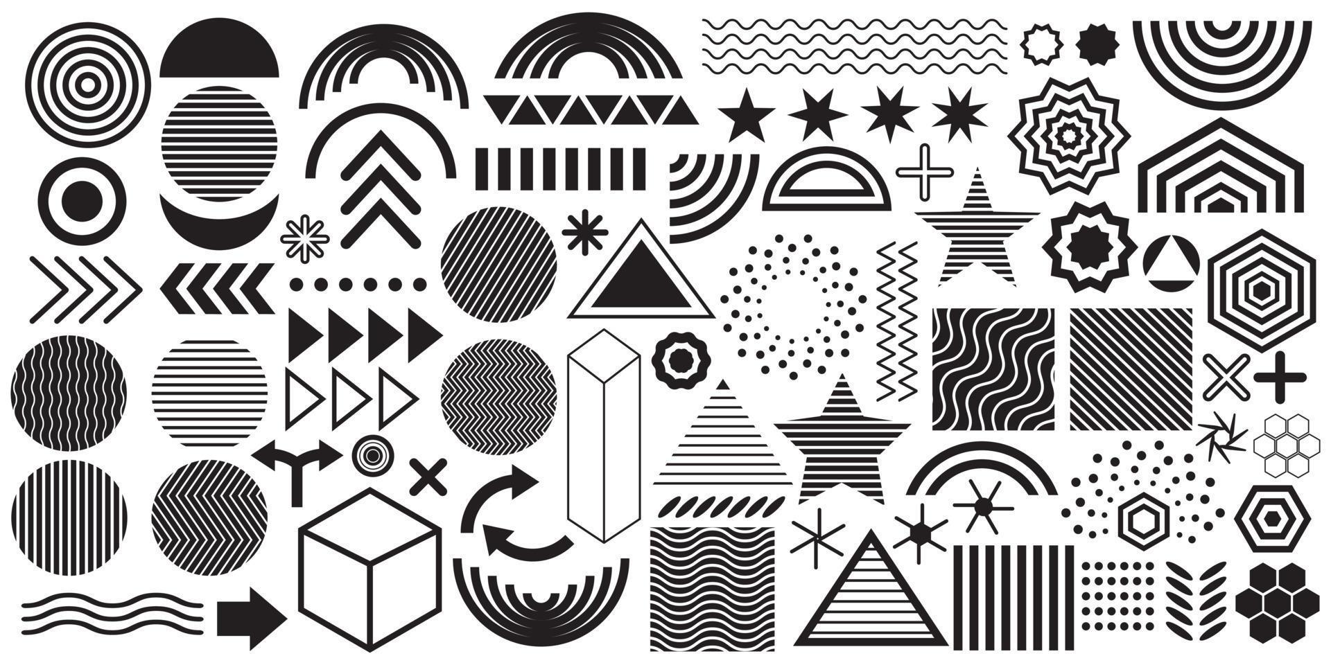 Set Of Geometric Abstract Icons Of Various Shapes Abstract Outline Design Elements Vector