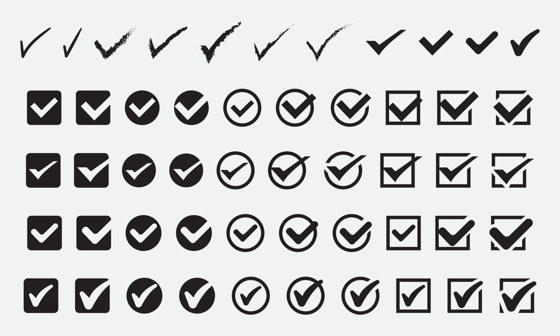 set of checklist icons of various shapes for web design needs, etc ...