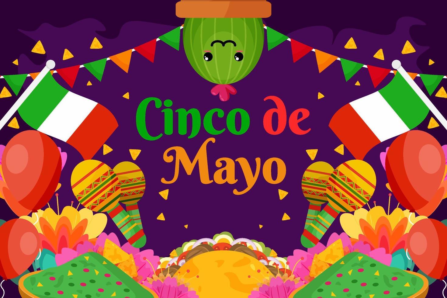 Background flat Cinco De Mayo festival celebration 7851647 Vector Art ...