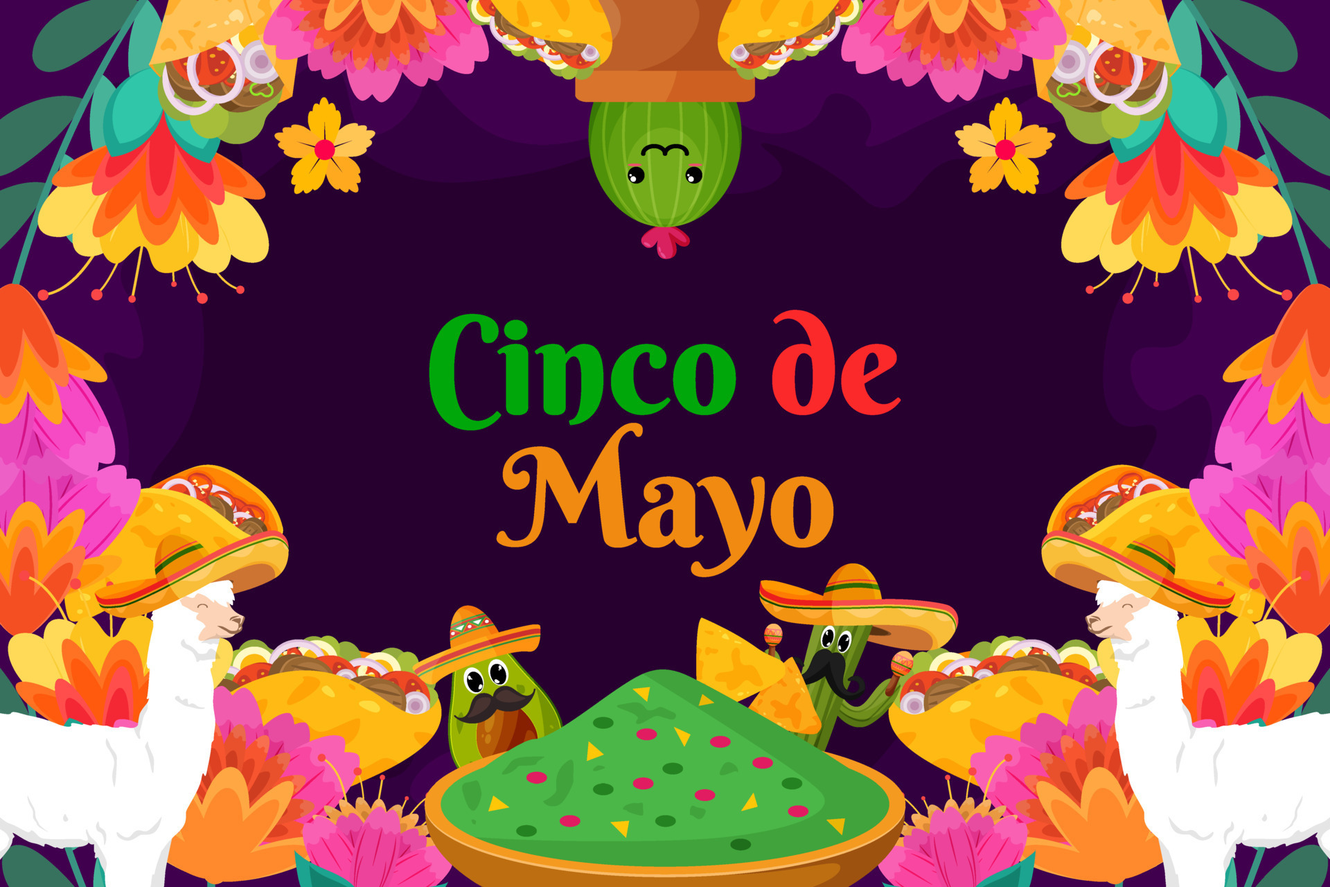 Flat Cinco De Mayo Mexican festival celebration background 7851660 ...