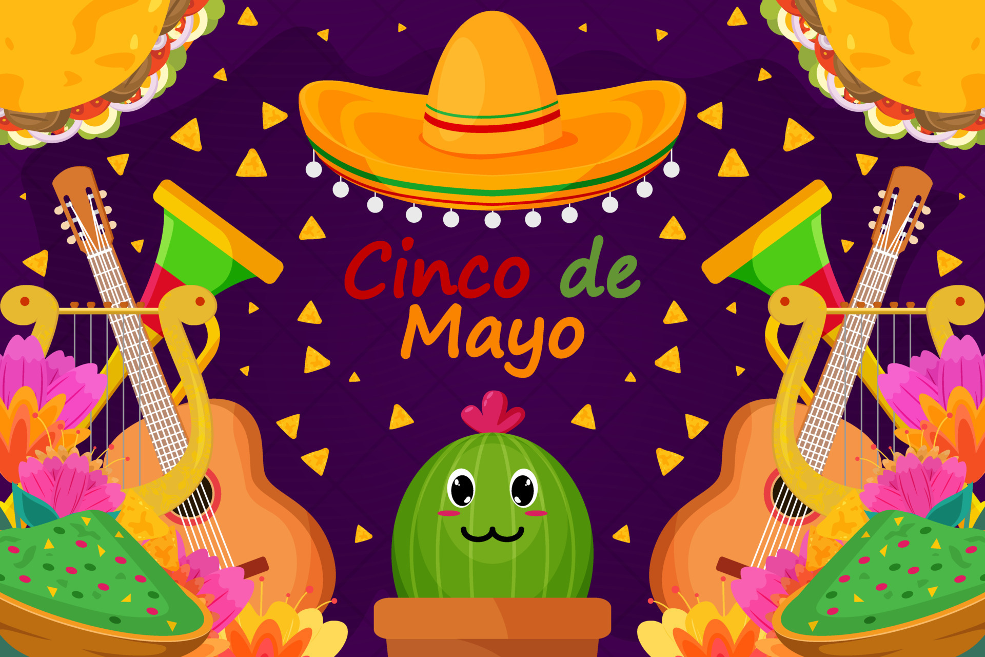 Flat Cinco De Mayo festival celebration background 7851674 Vector Art ...