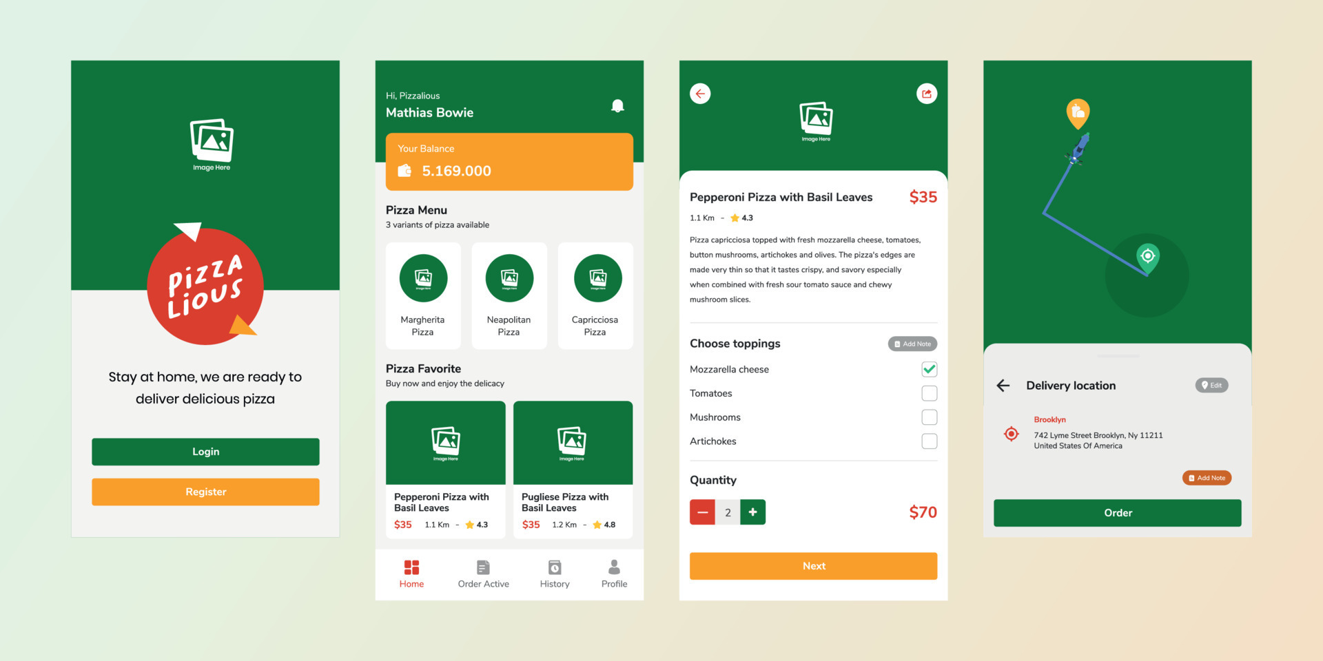 Food delivery ui design template vector. Mobile app user interface ... Food delivery ui design template vector. Mobile app user interface ...