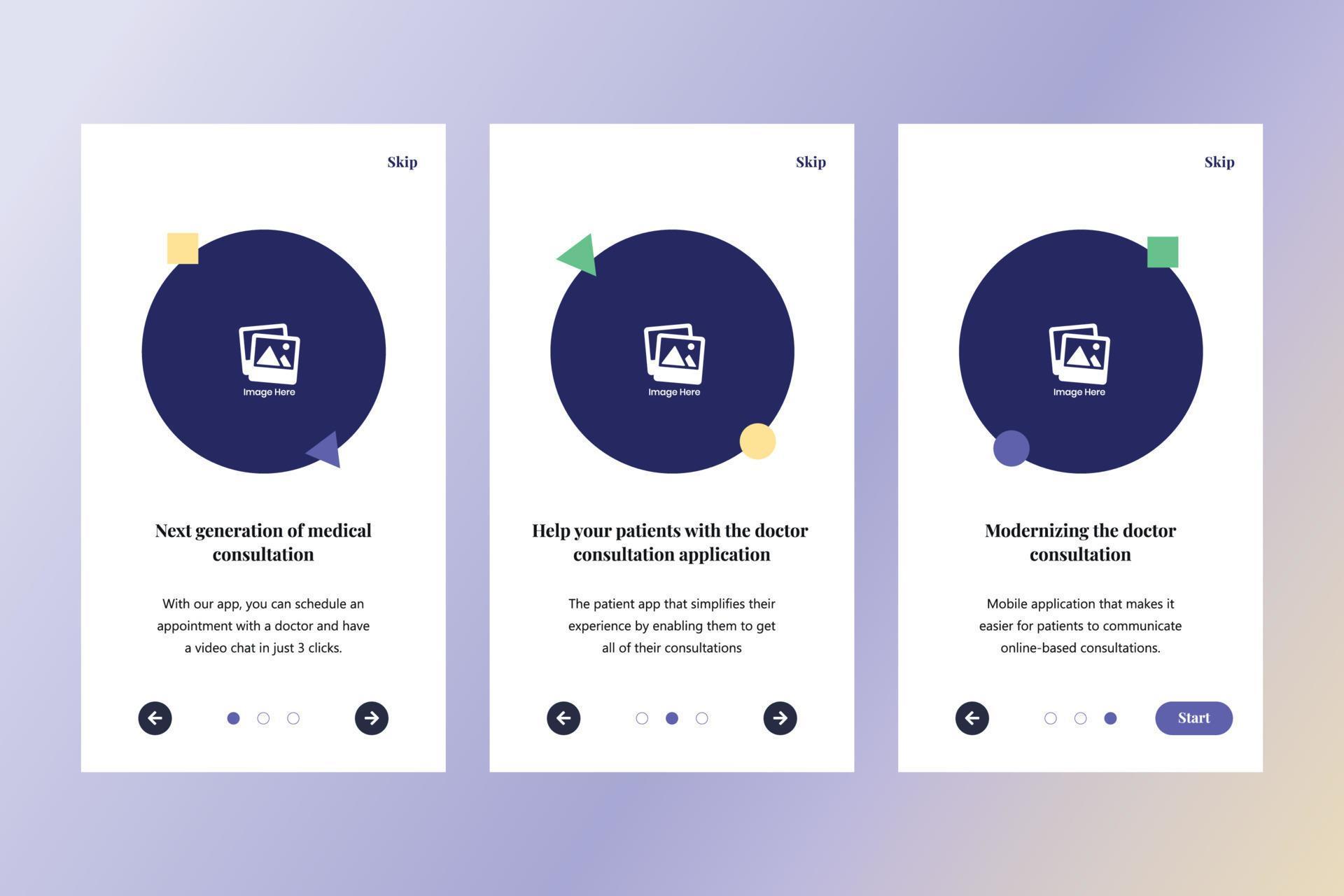 Modern onboarding ui design template vector. Screen intro doctor app ...
