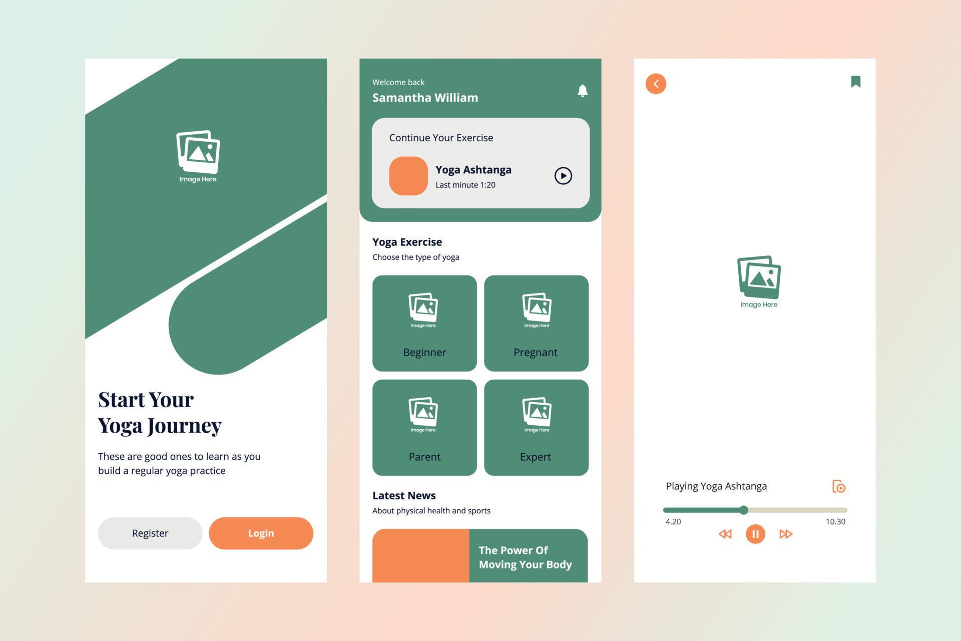 Modern sport ui ux design template vector. expertise mobile app. Flat ...