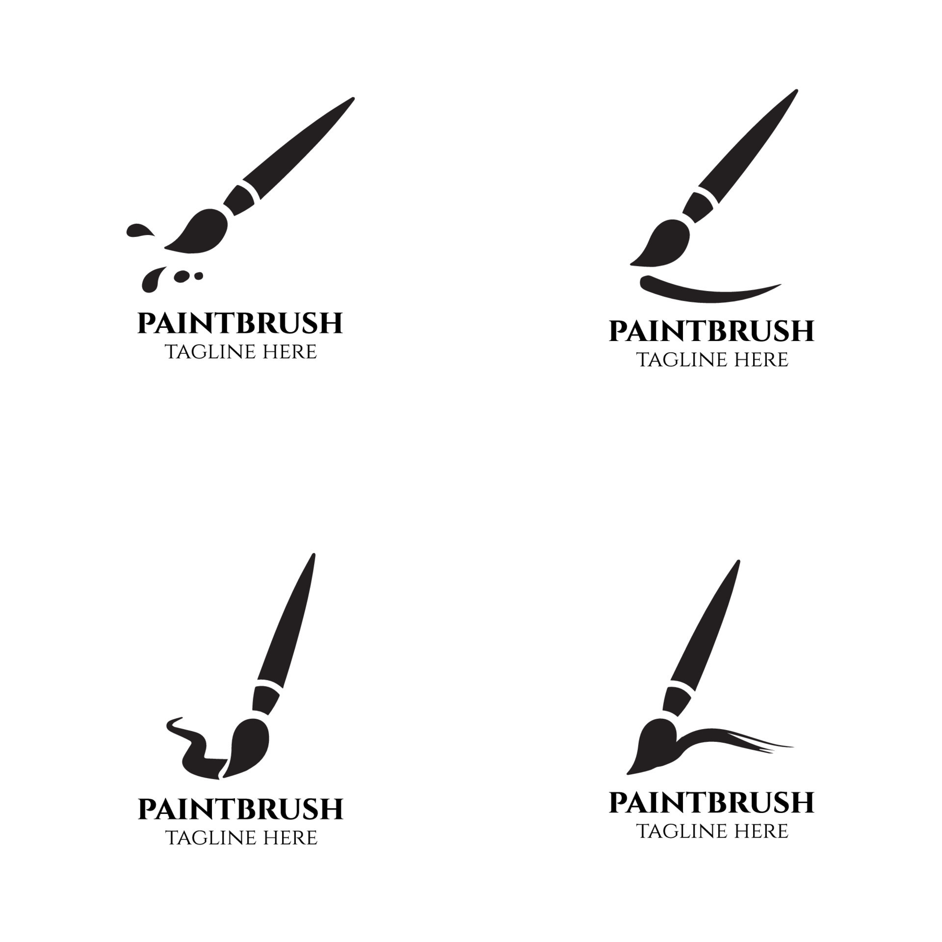 Set Of Black Logos Of Brushes 7872832 Vector Art At Vecteezy