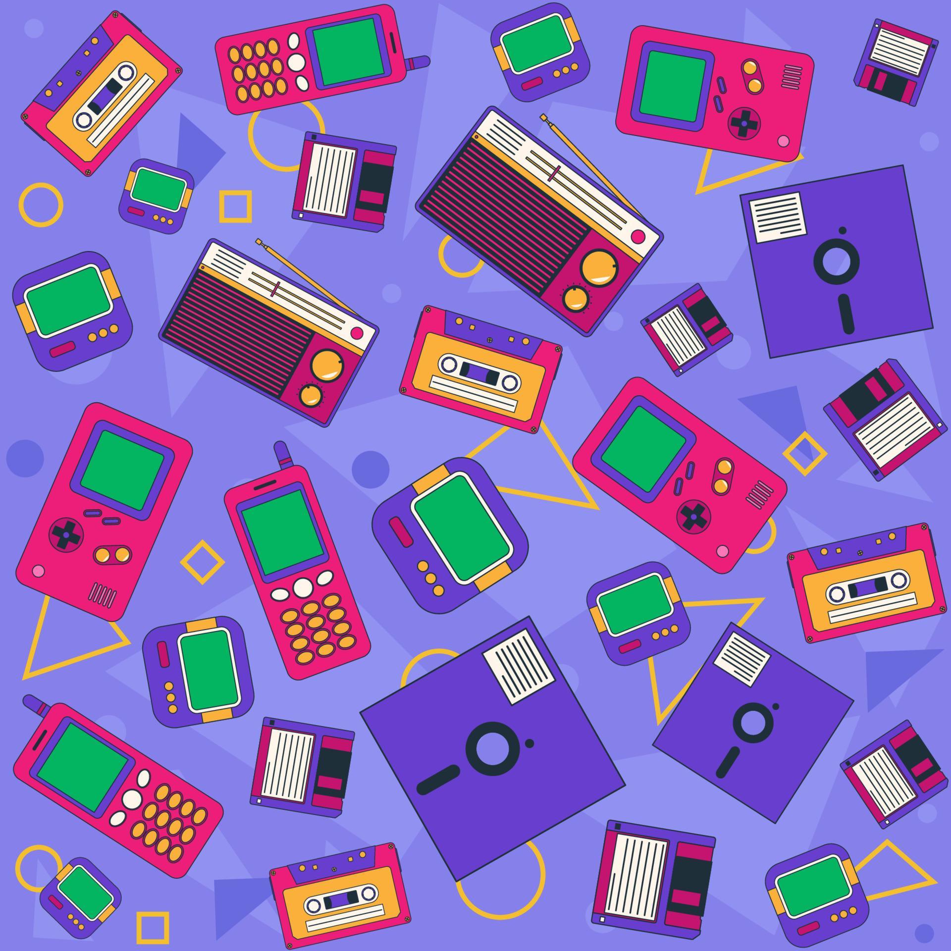 Retro 90s Objects Seamless Background 7872876 Vector Art at Vecteezy