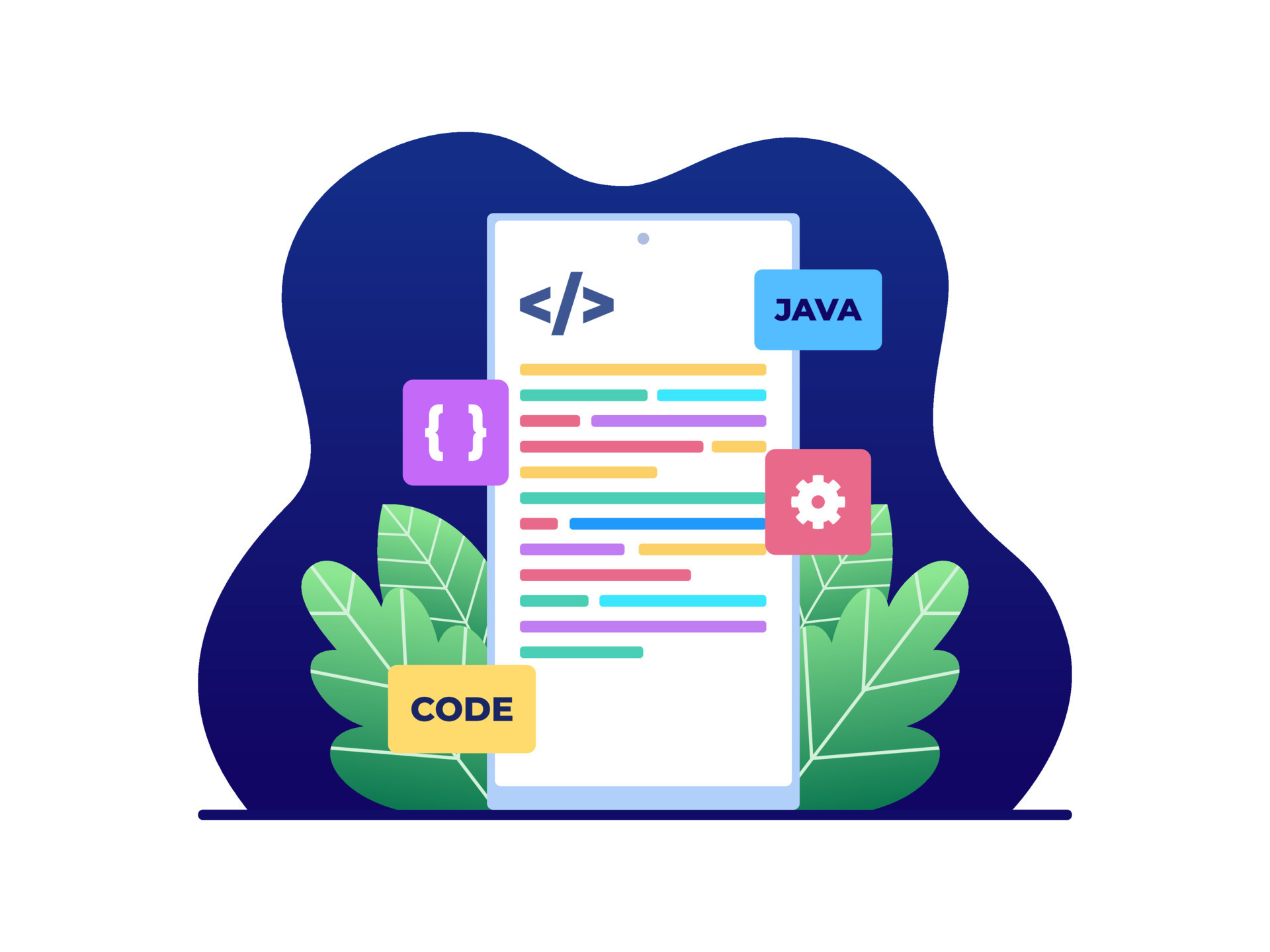 Flat Illustration Coding Or Programming In Smartphone Building A Smartphone Application Can Be