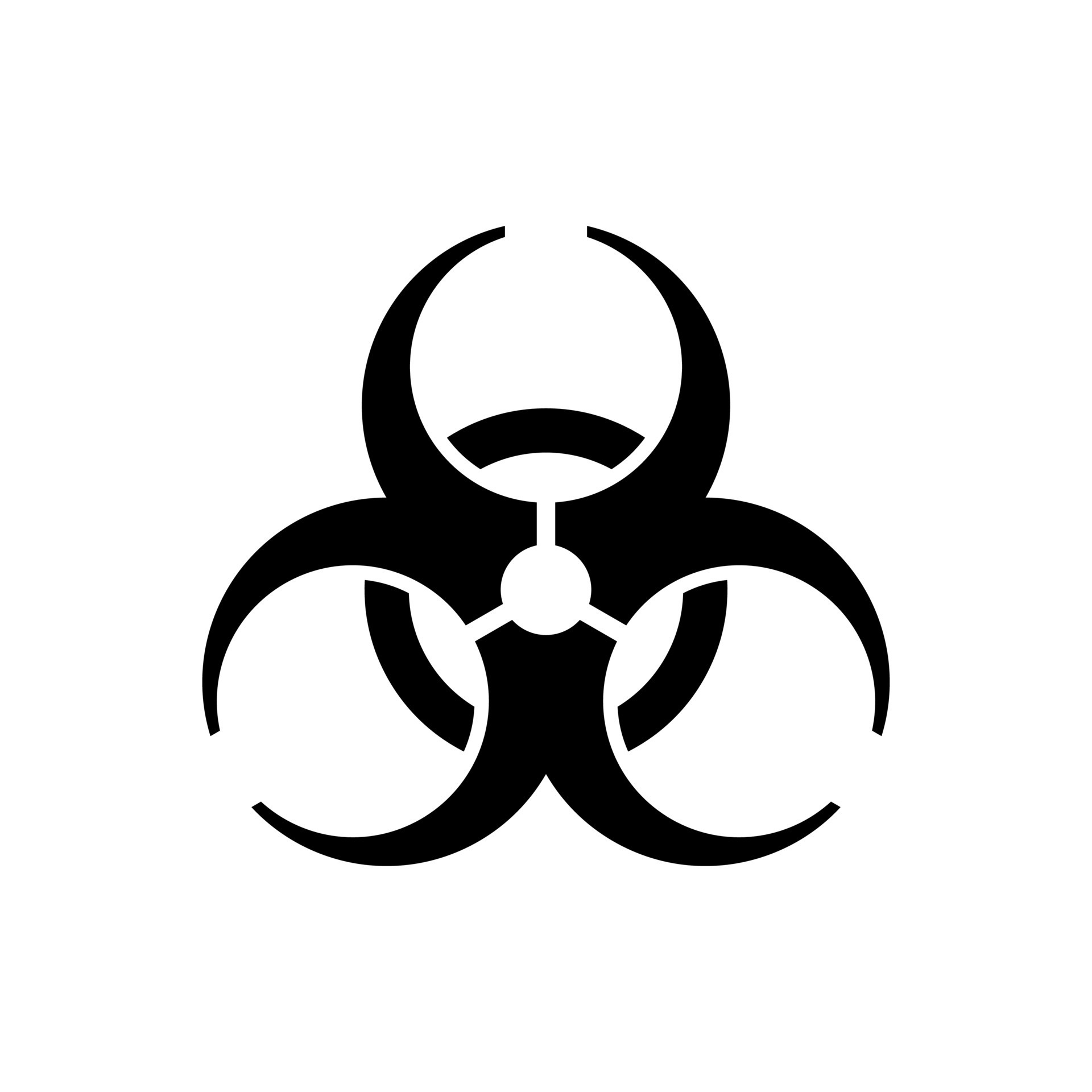Danger biological contamination sign. Black symbol of intoxication with ... Danger biological contamination sign. Black symbol of intoxication with ...