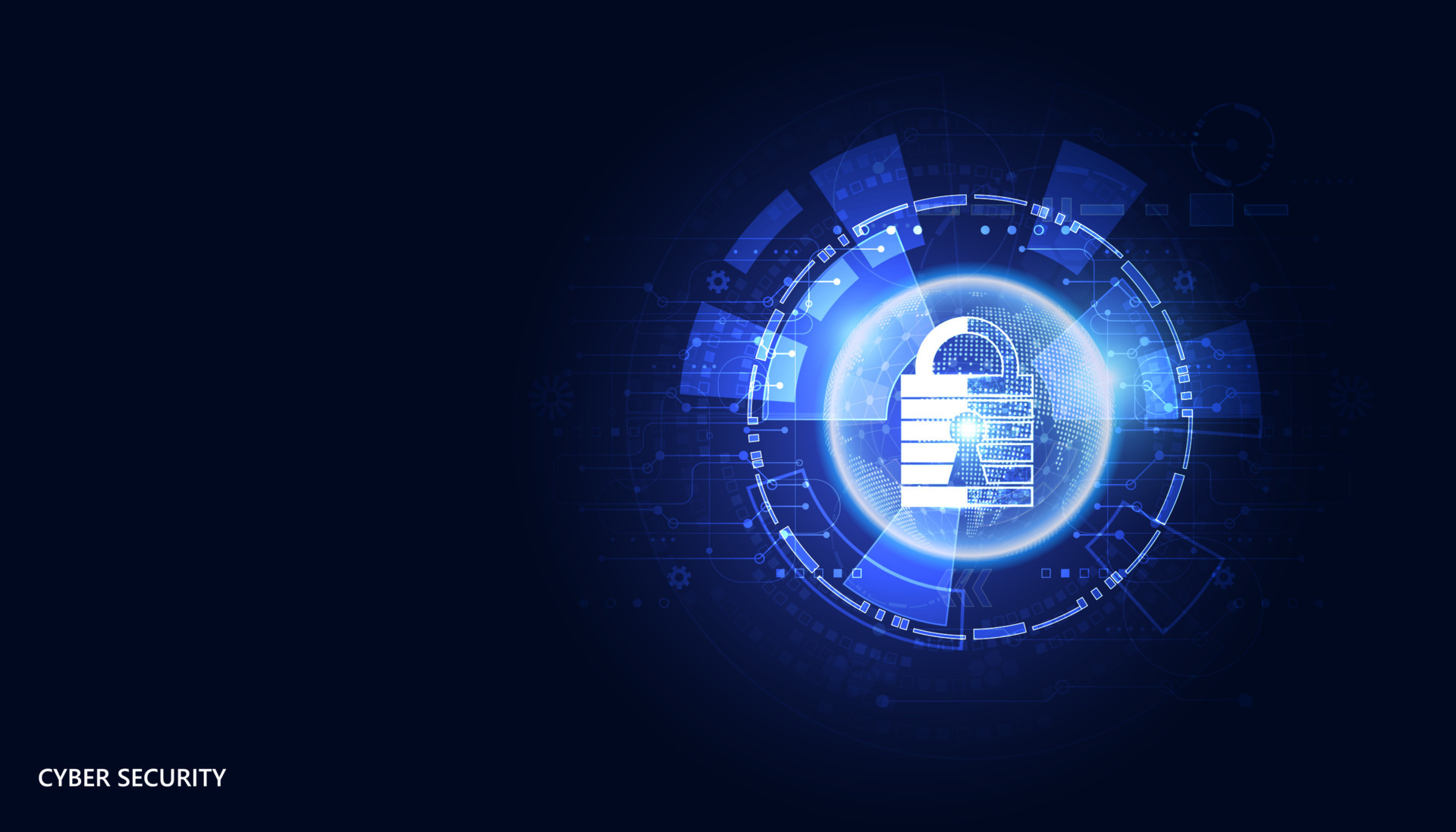 Abstract Technology Cyber Security Privacy Information Network Concept Padlock Circle Protection