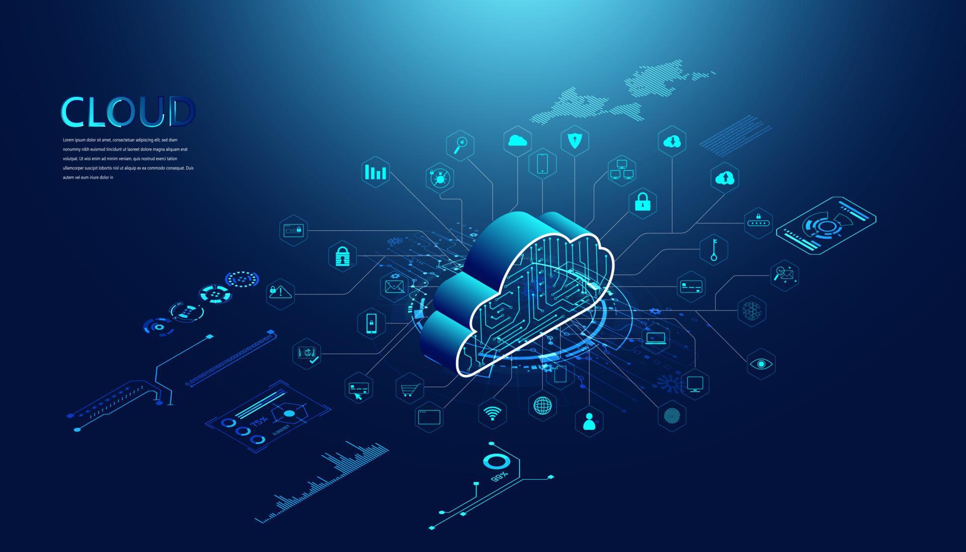 Abstract Cloud Technology With Big Data And Interface Concept Connection By Collecting Data In