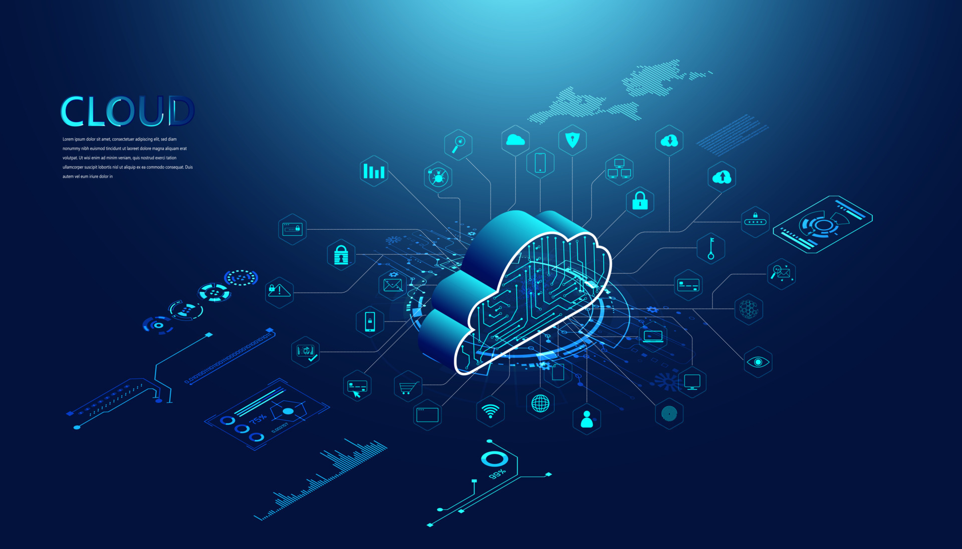Abstract Cloud Technology With Big Data And Interface Concept