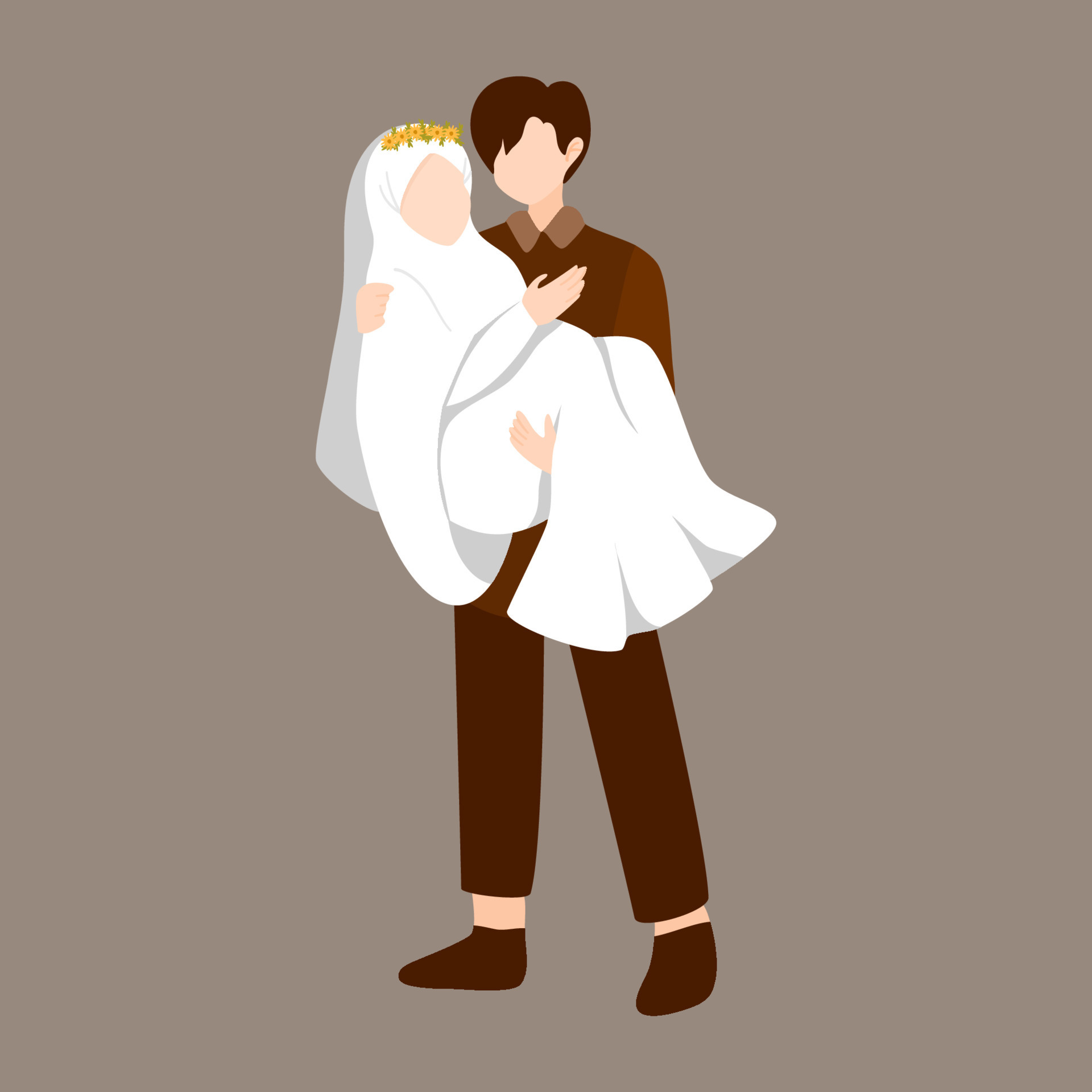 Flat Muslim wedding couple illustration 7885414 Vector Art at Vecteezy