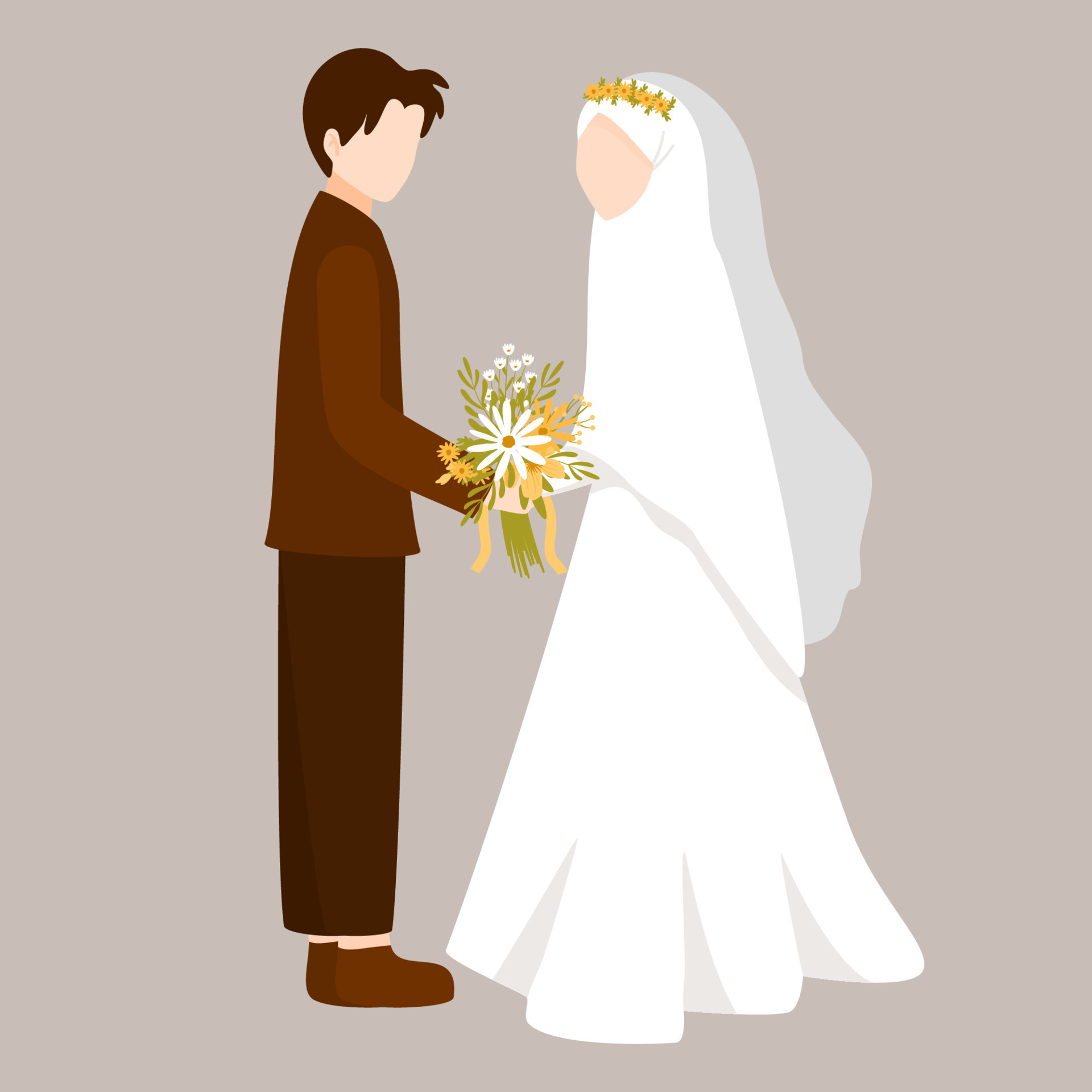 Flat Muslim Wedding Couple Illustration 7885416 Vector Art At Vecteezy