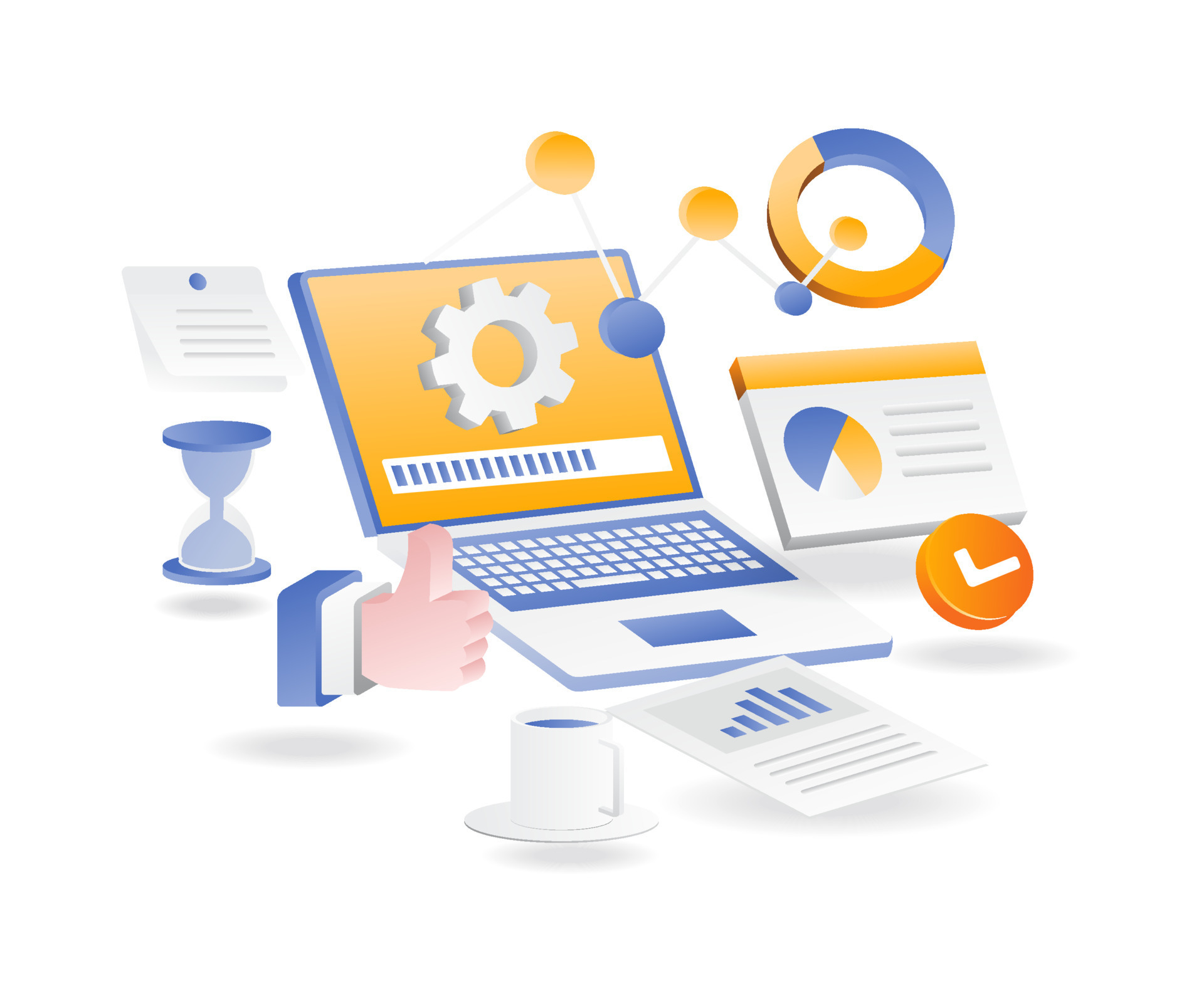 Flat isometric illustration concept. loading process is running 7885619 ...