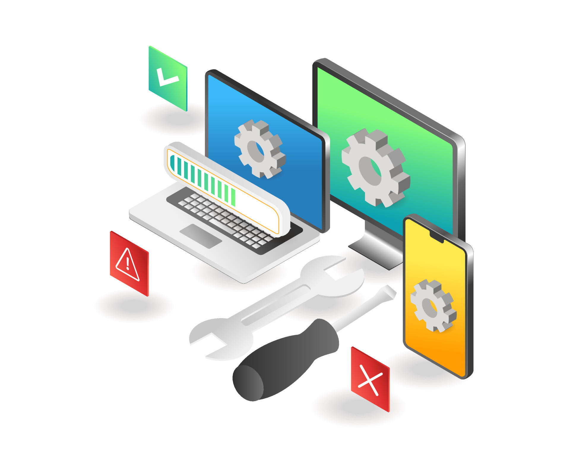 Flat isometric illustration concept. website application responsive ...