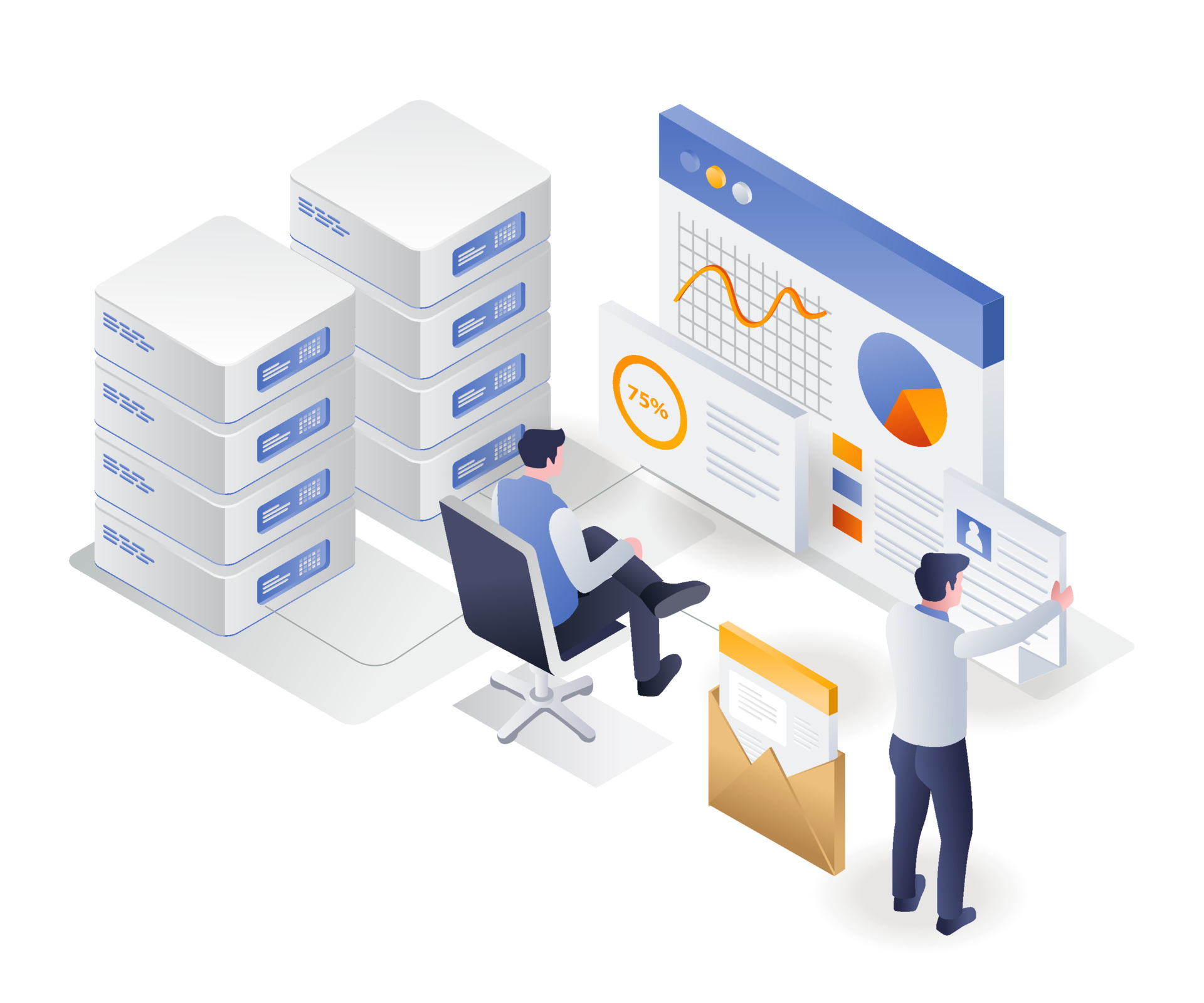 Web Developer Compiling Server Data Analysis 7885671 Vector Art At Vecteezy