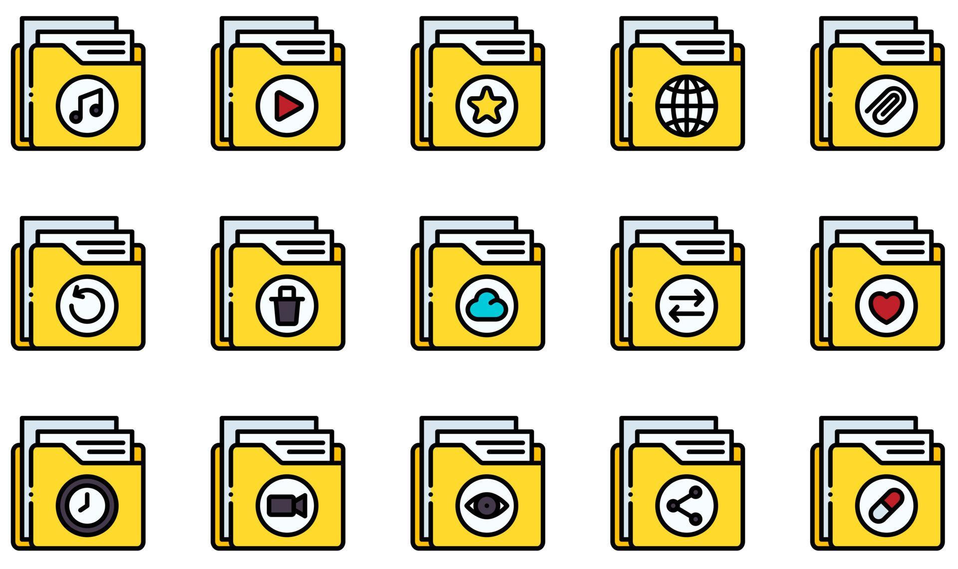 Set of Vector Icons Related to Folders. Contains such Icons as folder ...