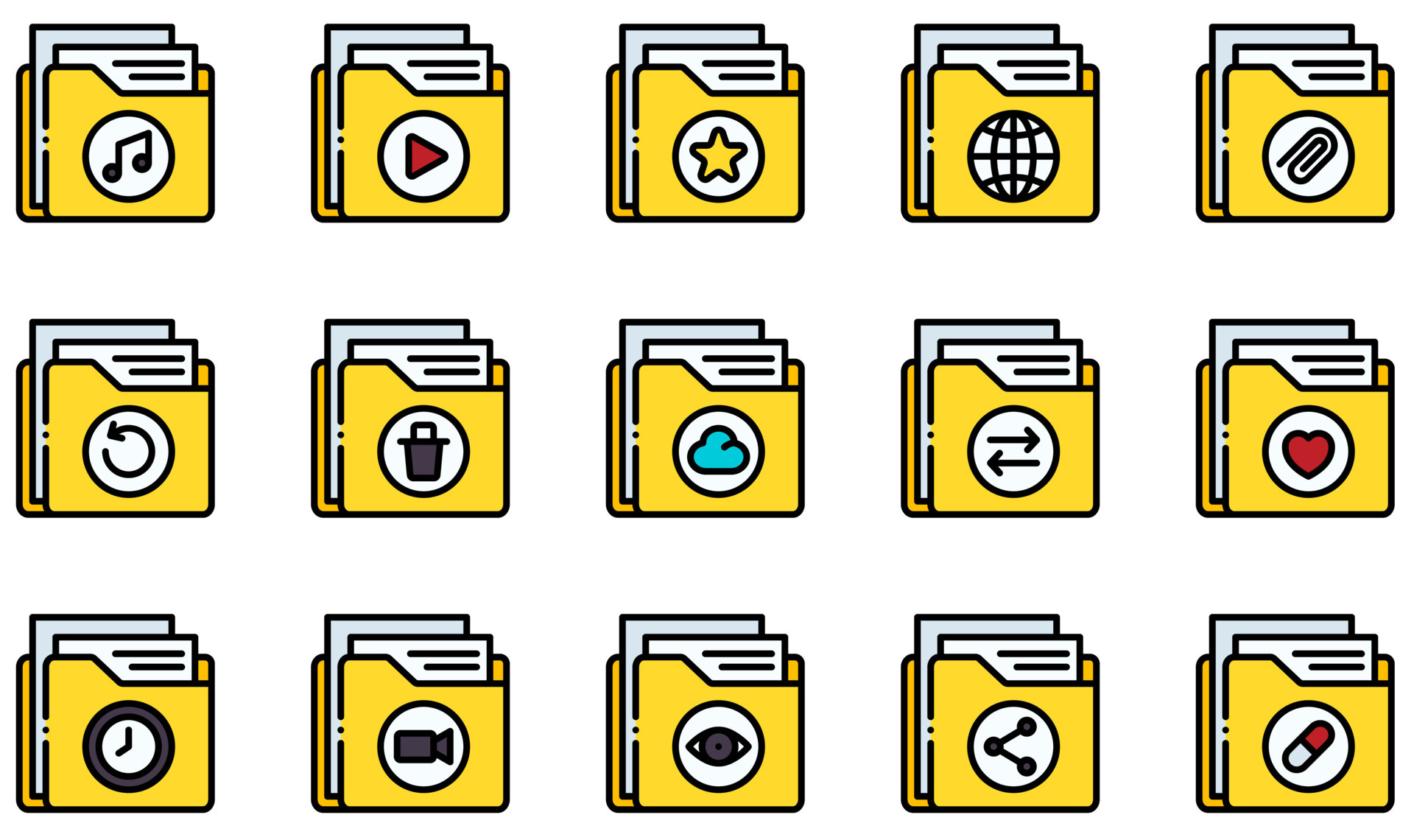 Set of Vector Icons Related to Folders. Contains such Icons as folder ...