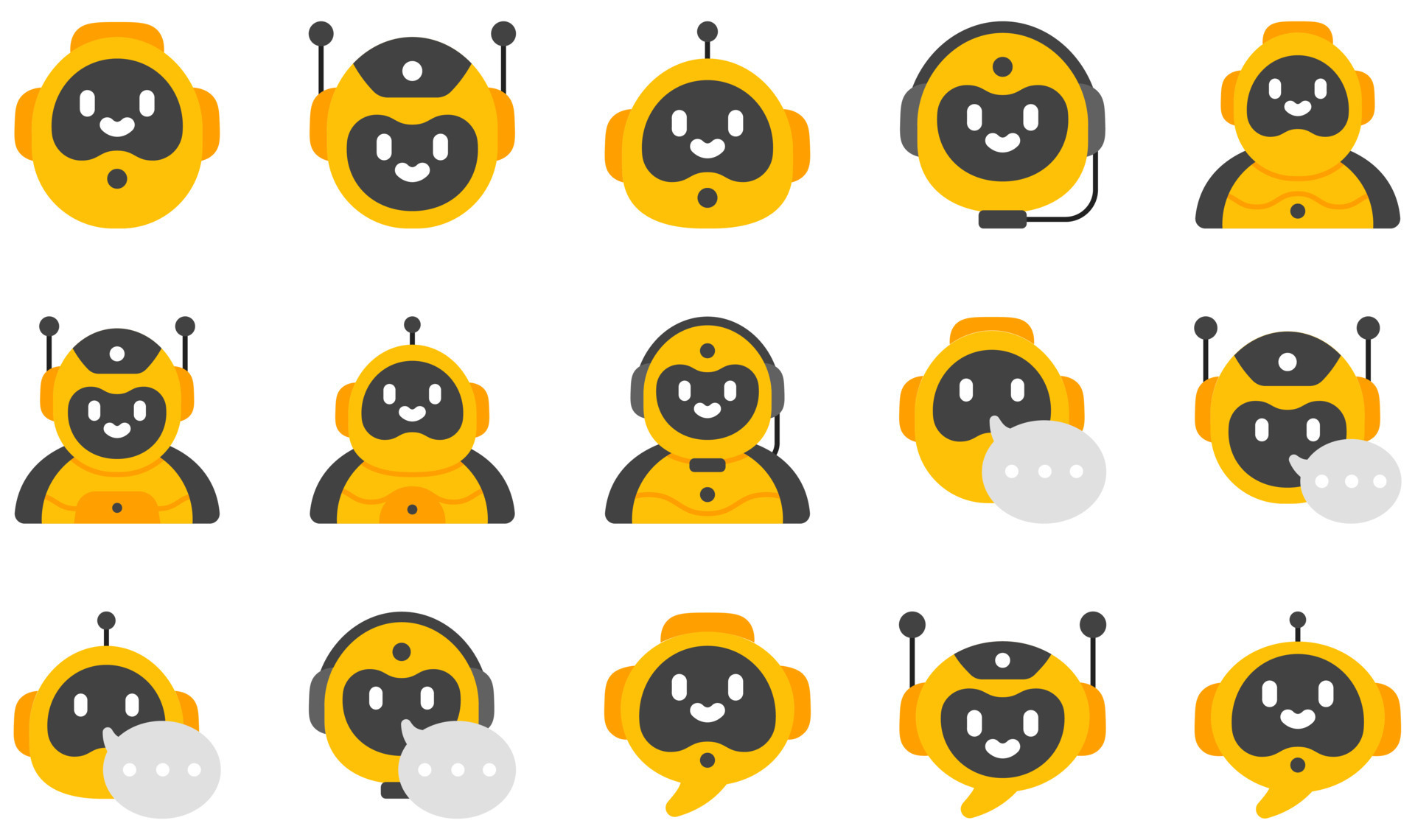 conjunto de iconos vectoriales relacionados con chatbot. contiene ...